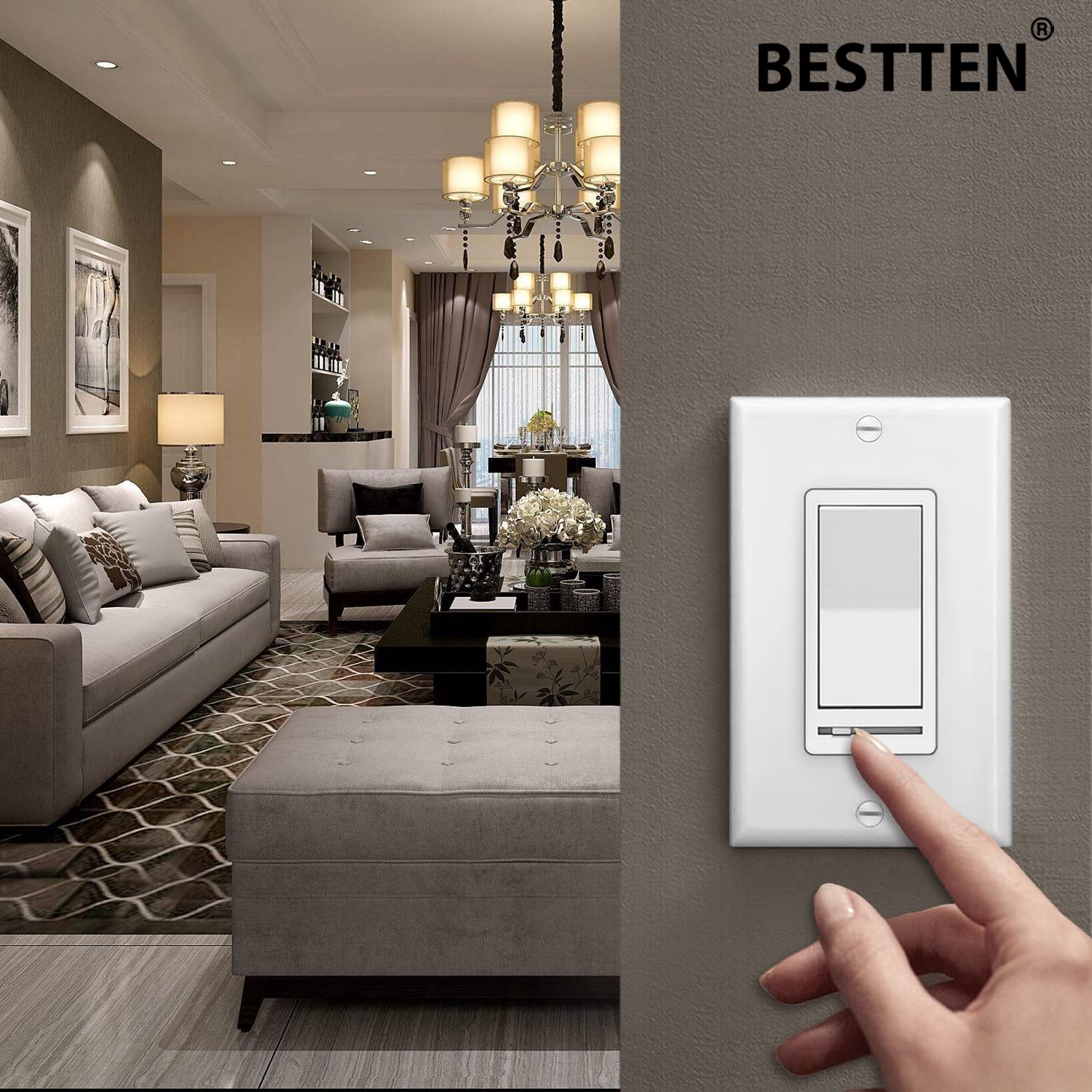 [2 Pack] BESTTEN Dimmer Light Switch, Universal Lighting Control ...
