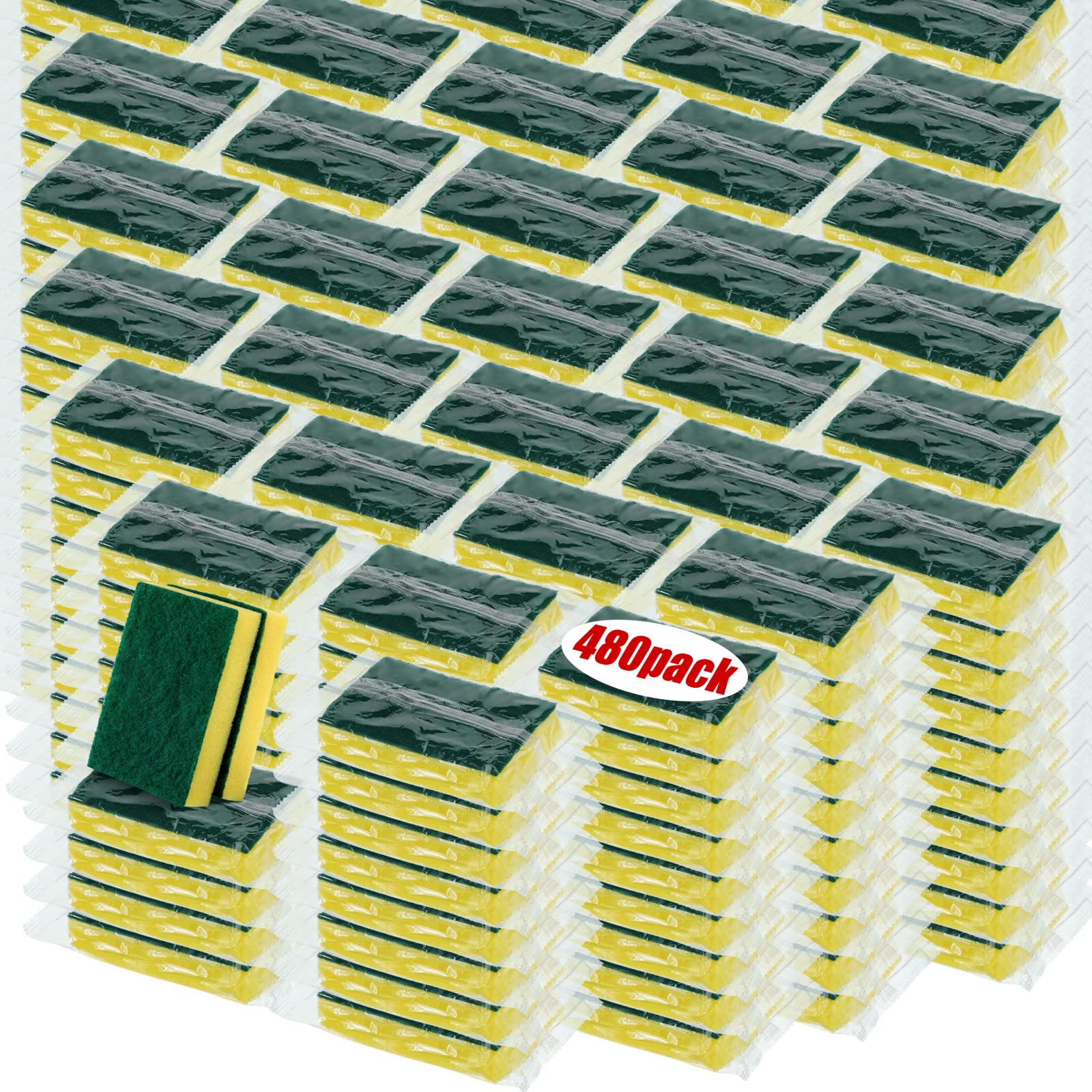 Tanlade 480 Pcs Bulk Kitchen Dishwashing Sponges Individually Wrapped ...