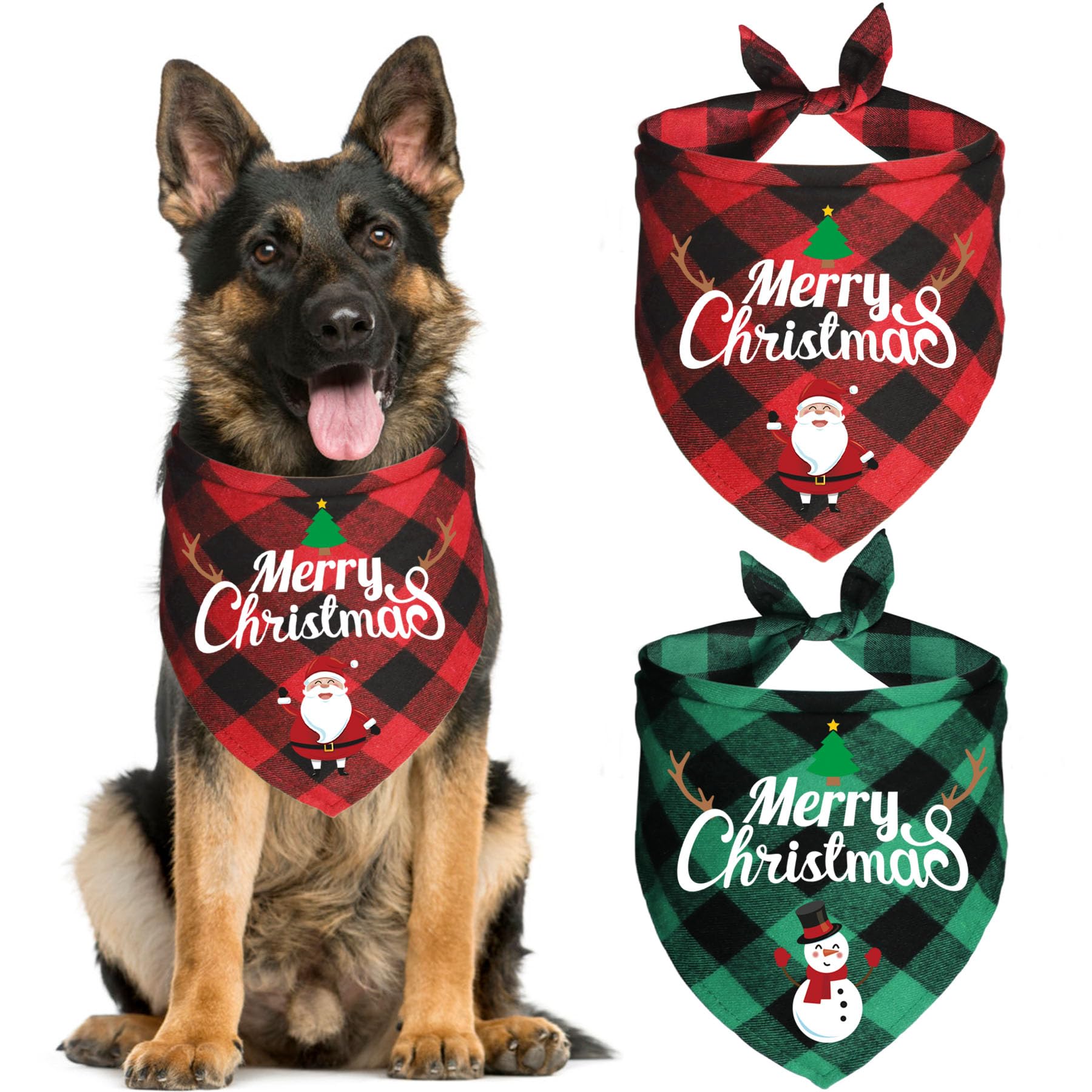 JOTFA 2 Pack Christmas Dog Bandanas, Multi Sizes Holiday Christmas ...