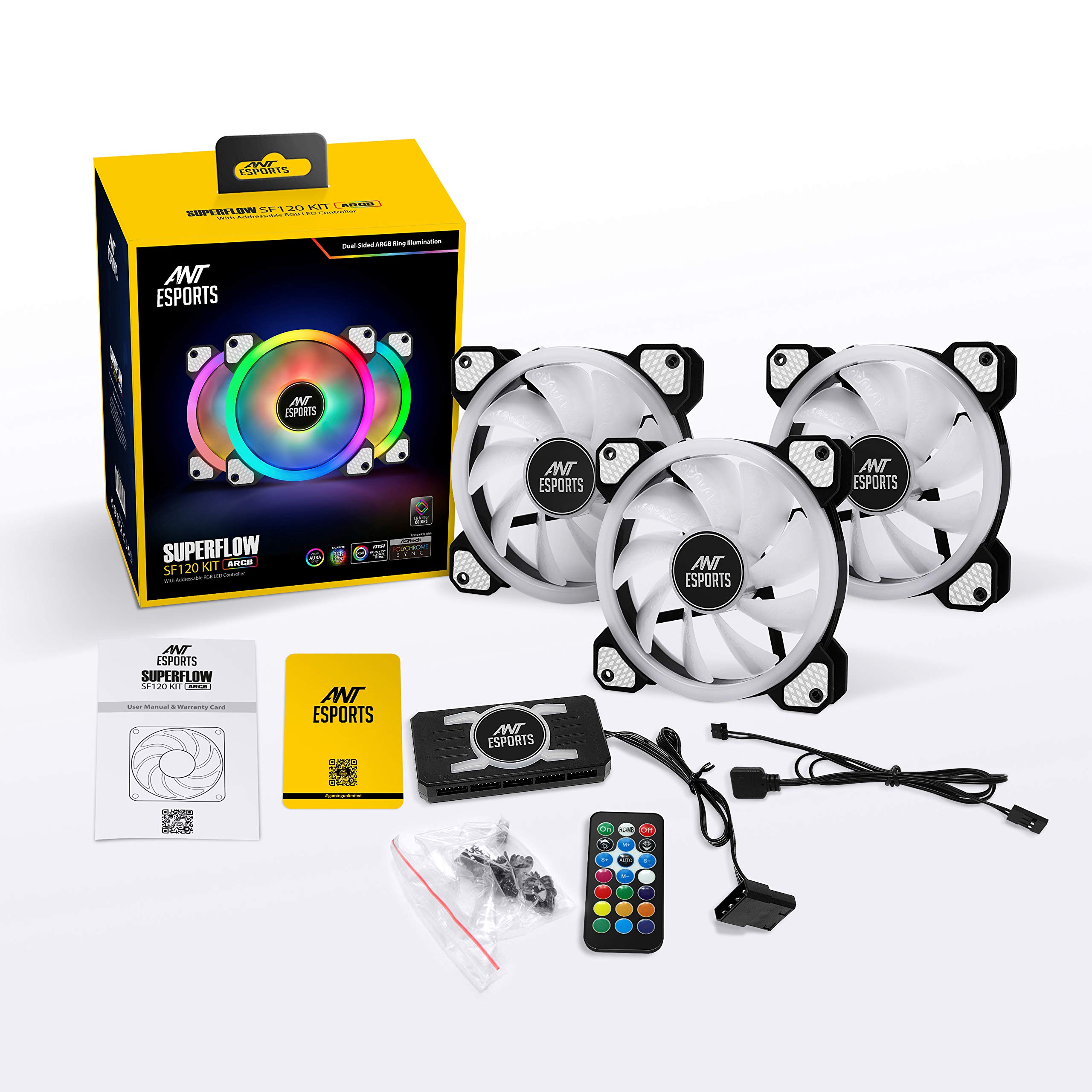 Buy Ant Esports Superflow 120 KIT ARGB Case Fan/Cooler Pack of 3 ARGB ...