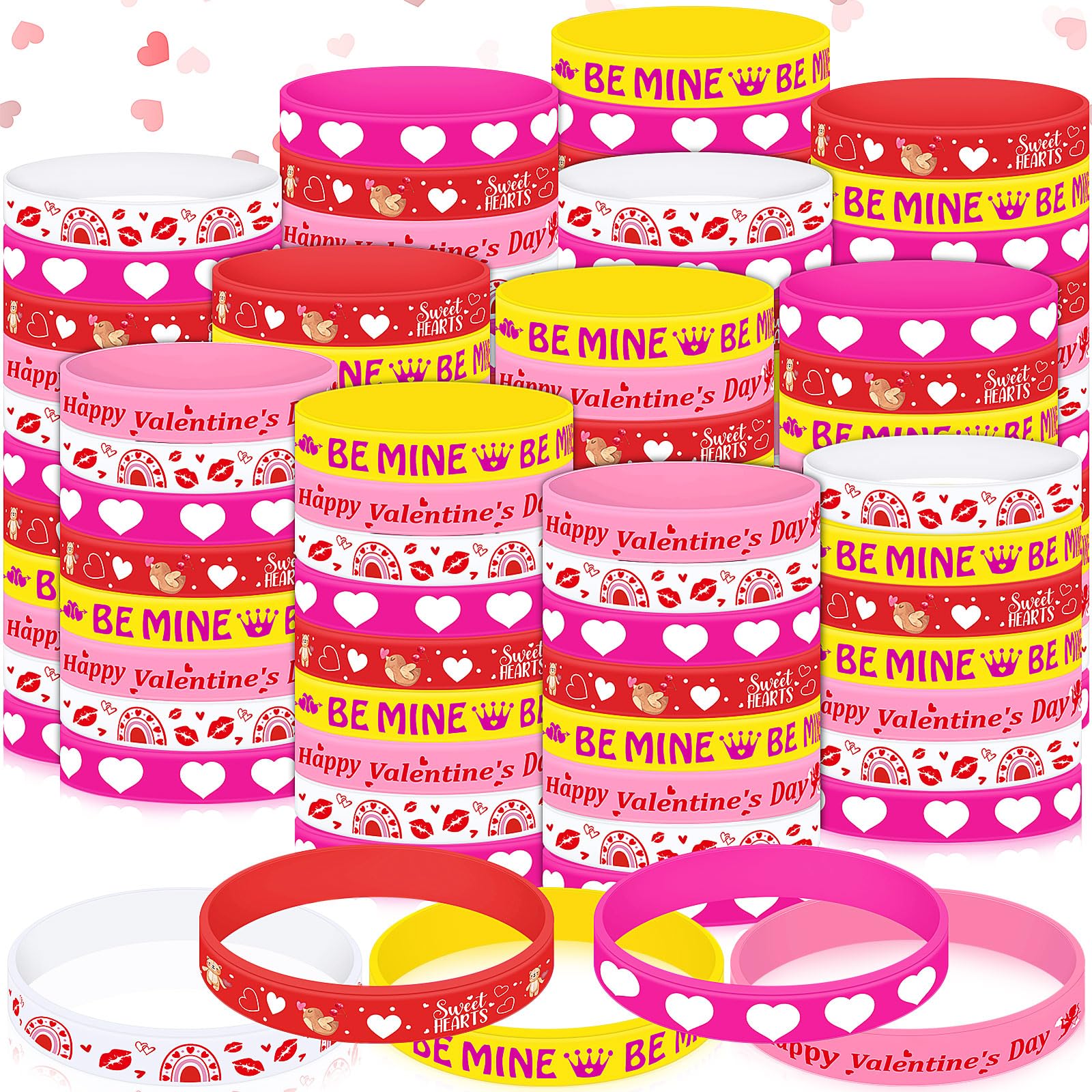 Amazon.com: Remuuly 150 Pieces Valentine's Day Bracelets Rubber ...