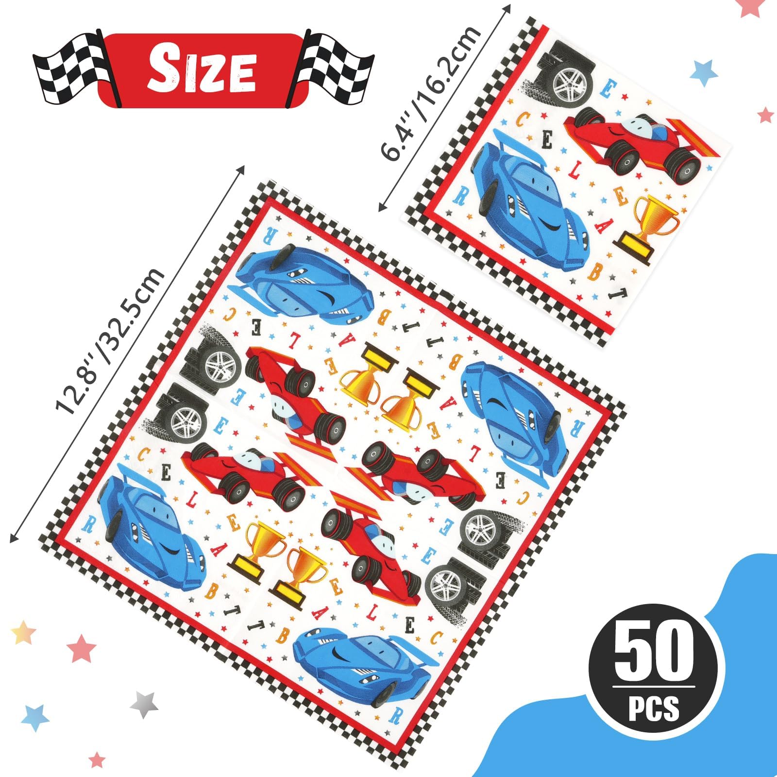 Snapklik.com : 50PCS Racing Car Napkins - Checked Race Car Party ...