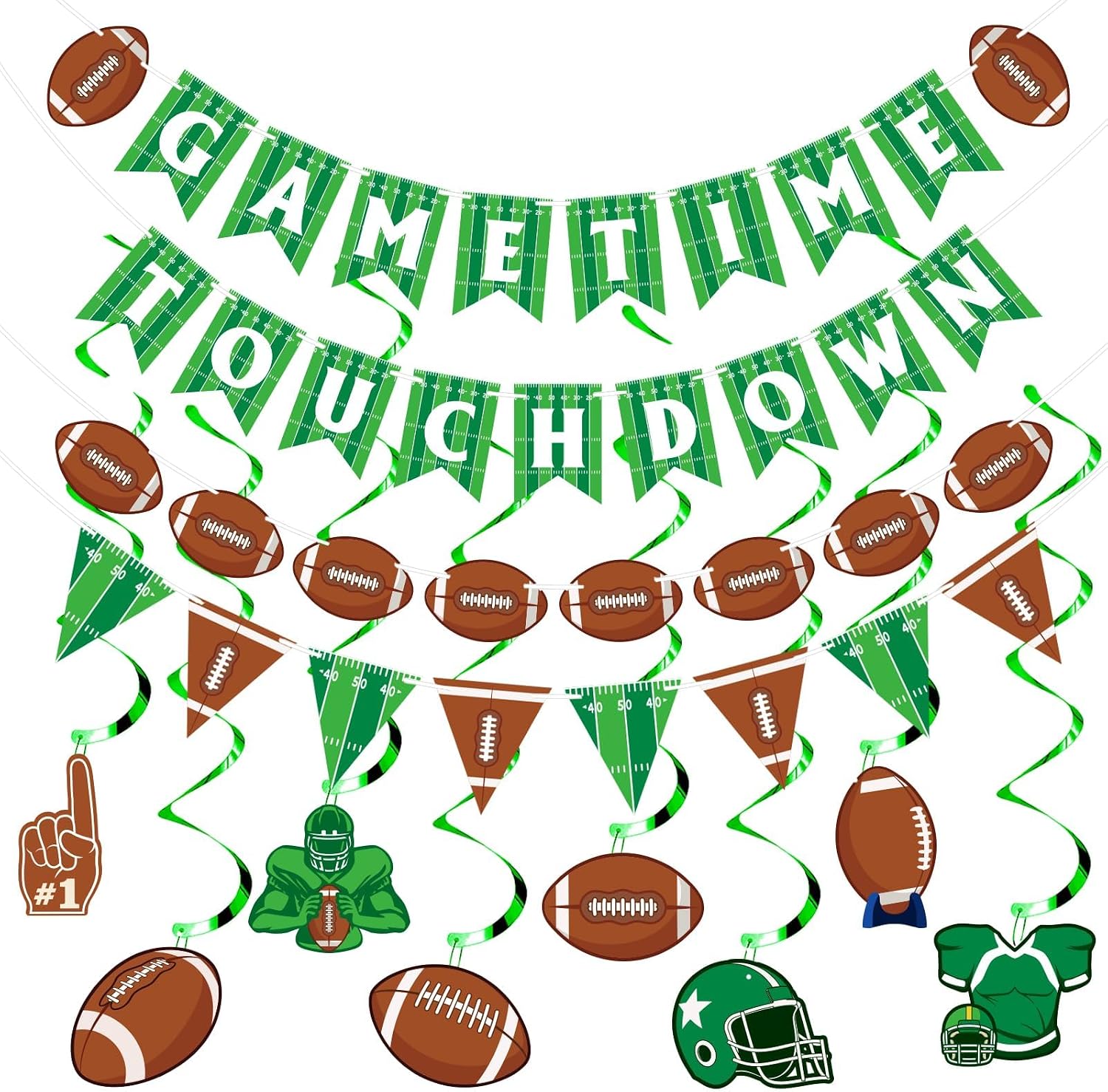 Amazon.com: Football Hanging Swirl Decorations Supplies Include Game ...