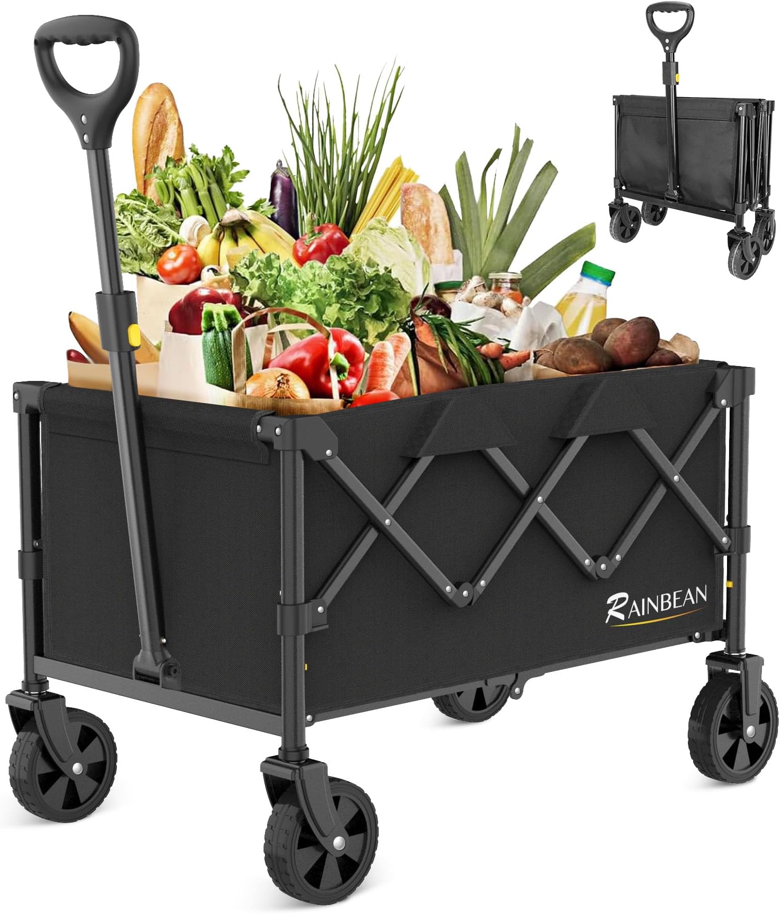 Amazon.com: RAINBEAN Collapsible Wagon Cart Foldable Heavy Duty Folding ...