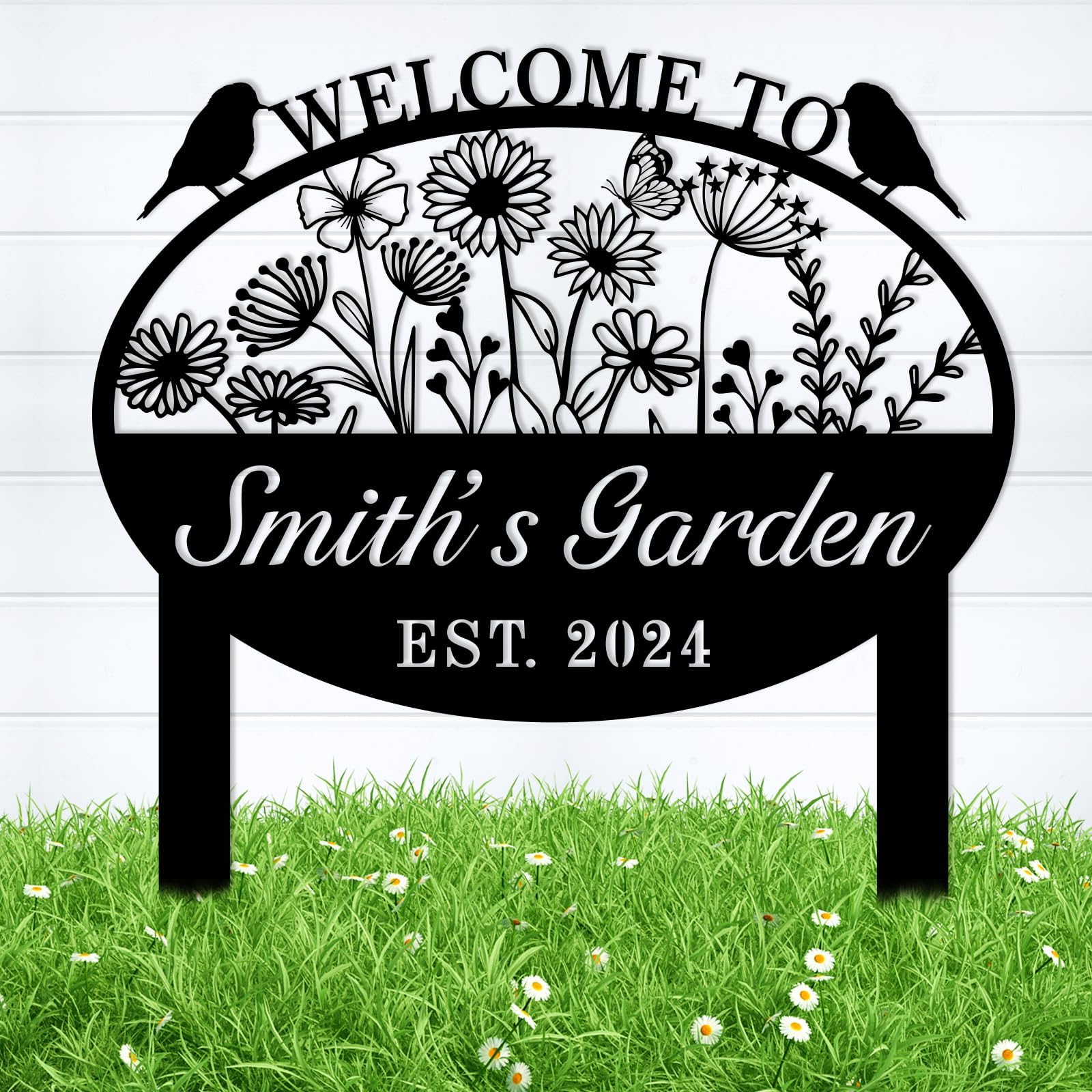 Amazon.com : Personalized Garden Stake Metal Sign, Metal Bird Garden ...