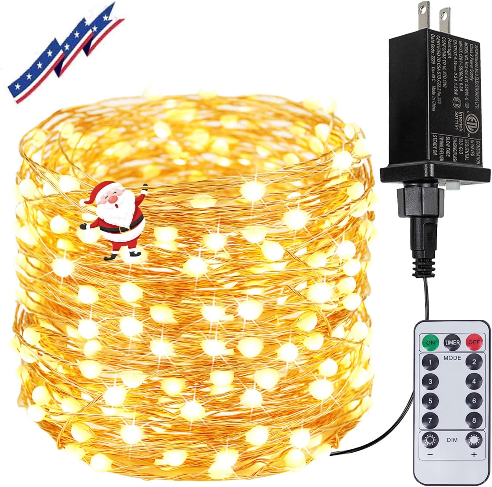 66Ft 200LED Fairy Lights Plug in, Waterproof with Remote Outdoor 8 ...