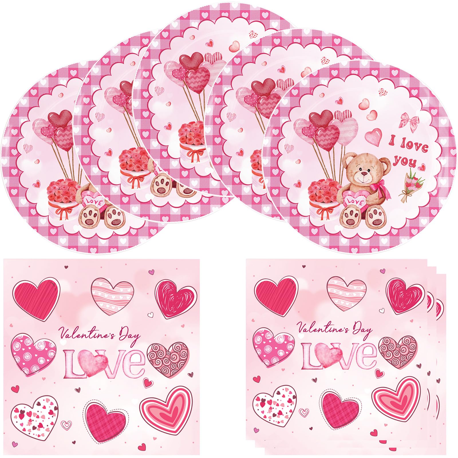 Amazon.com: Valentine's Day Party Supplies Dinnerware Set, 20 Plates ...