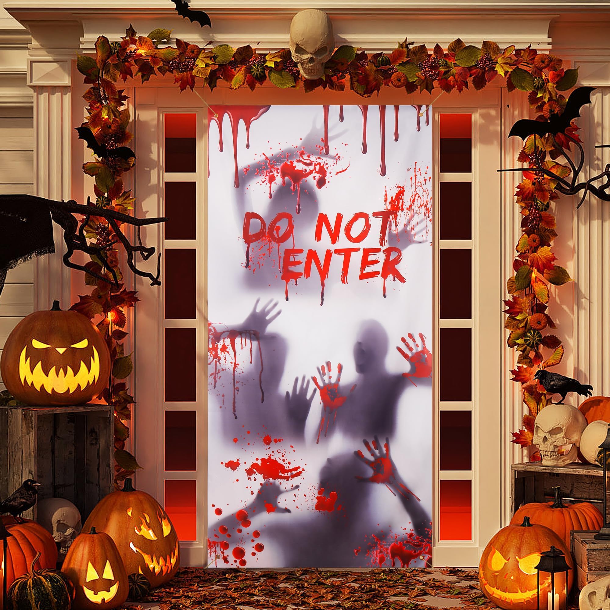 Amazon.com: Popest Halloween Window Door Cover Decoration, 183 x 90 cm ...