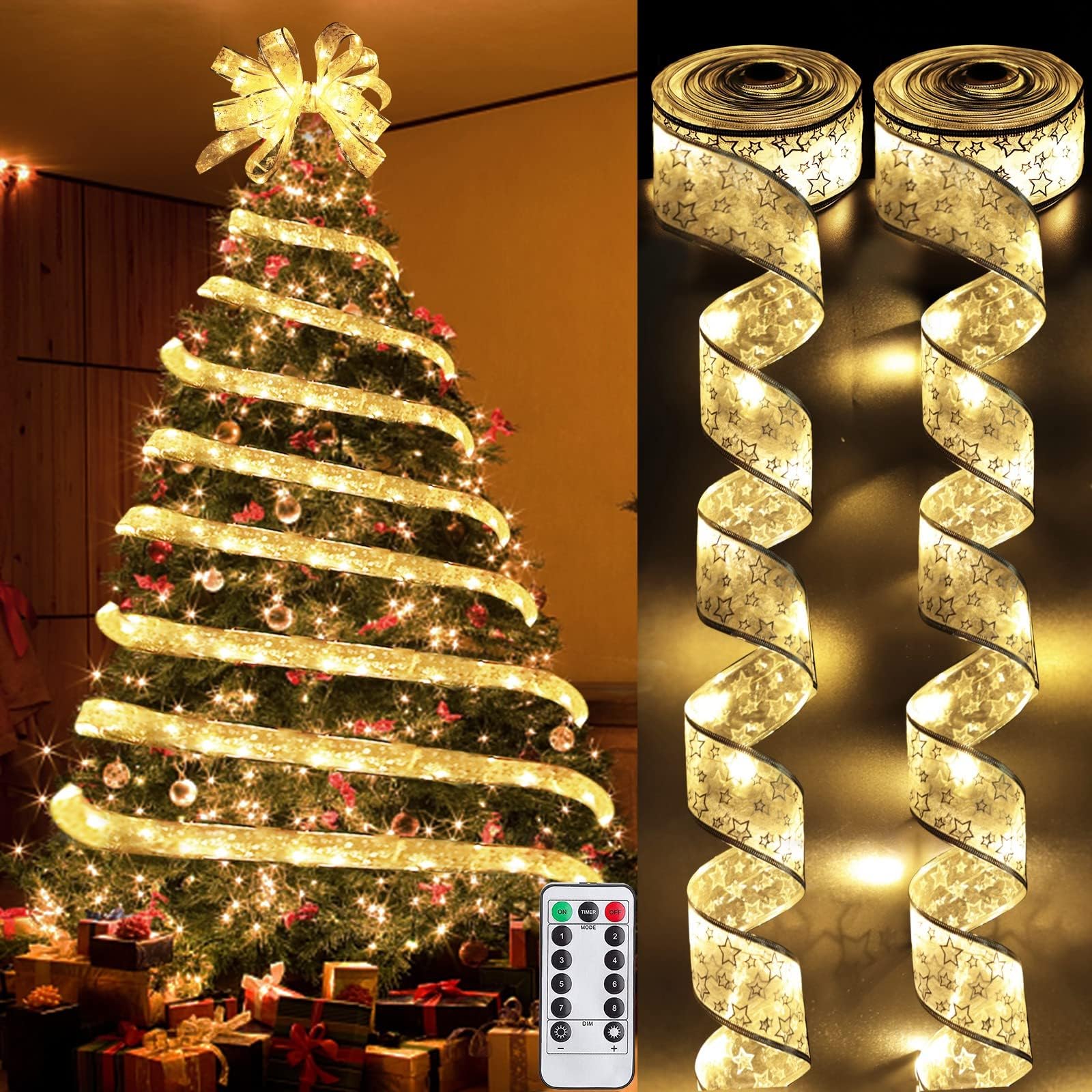 Amazon.com: TURNMEON [ Timer & Remote Control ] 2 Pack Ribbons Light ...