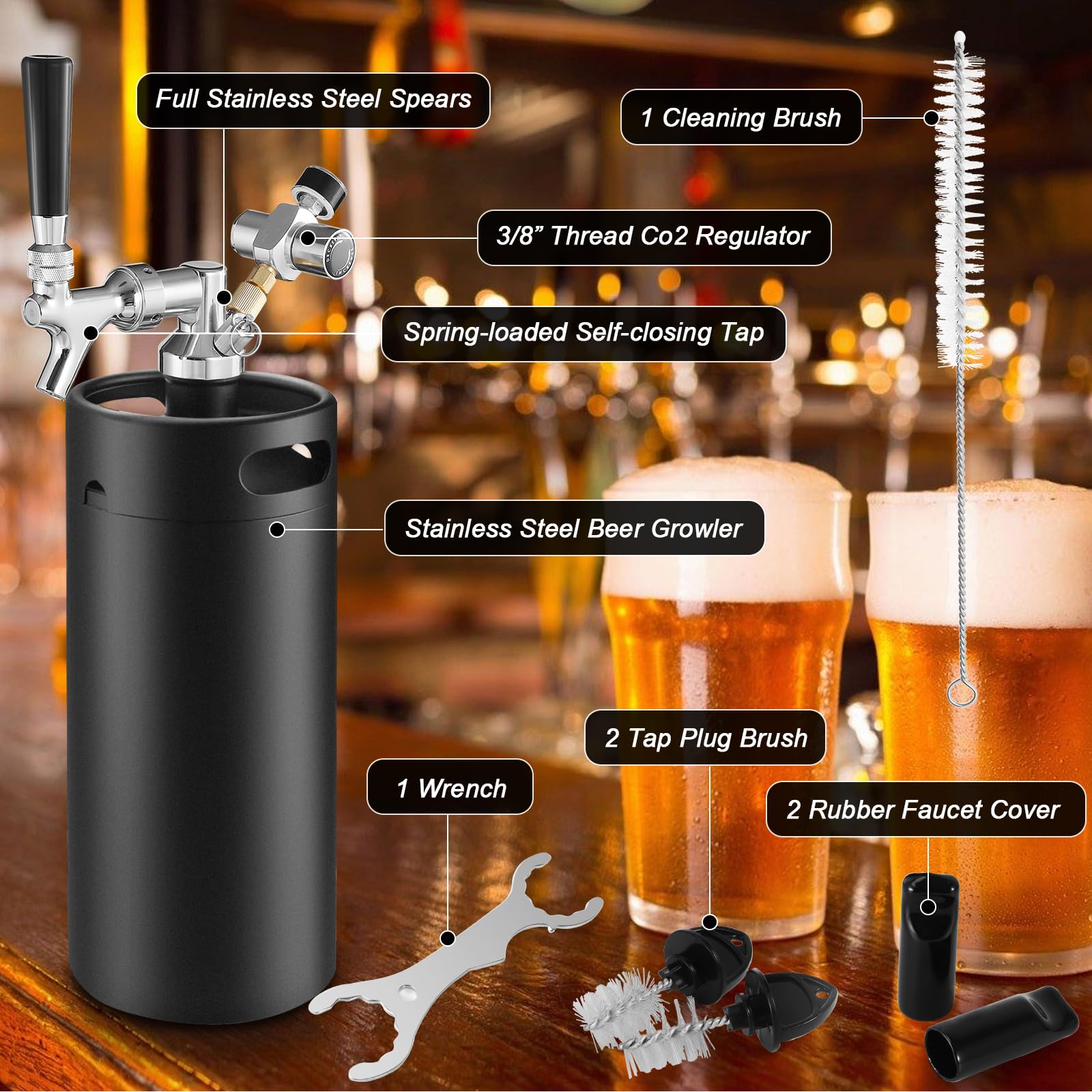 Snapklik.com : Ferroday 128oz 128oz Stainless Steel Beer Growler, Mini ...