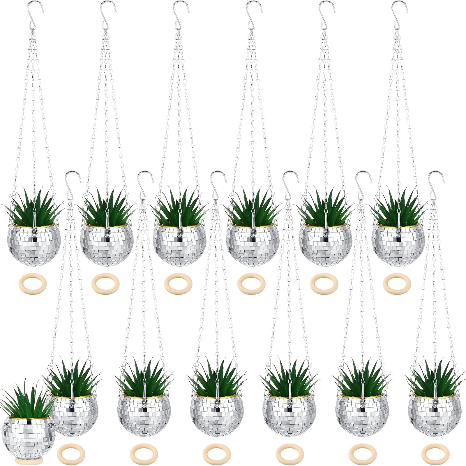 Amazon.com: 2 Pcs 10" Hanging Disco Ball Planter with Chain Home Boho ...