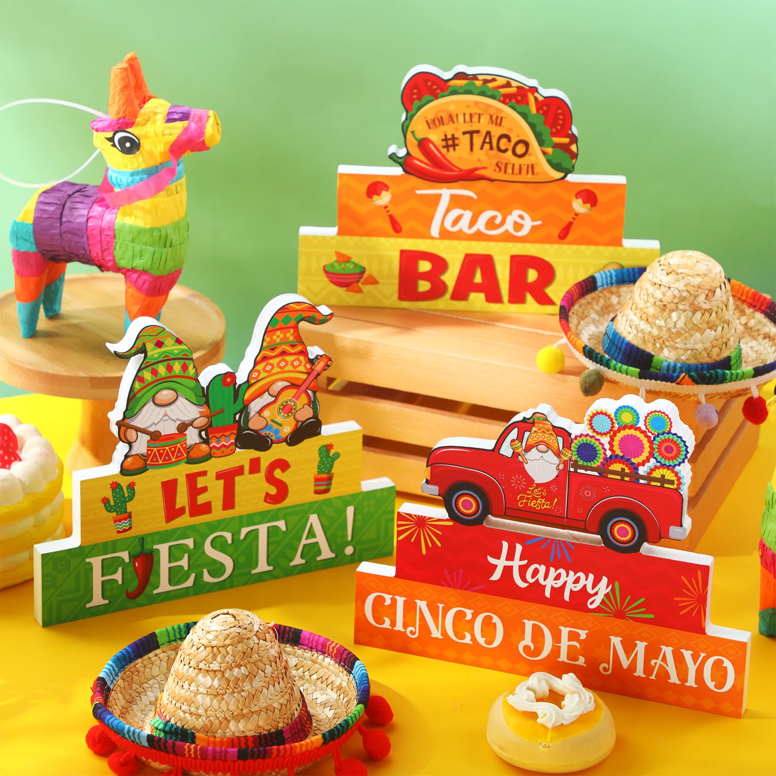 Snapklik.com : 3 Pcs Mexican Fiesta Wooden Table Centerpiece Sign ...