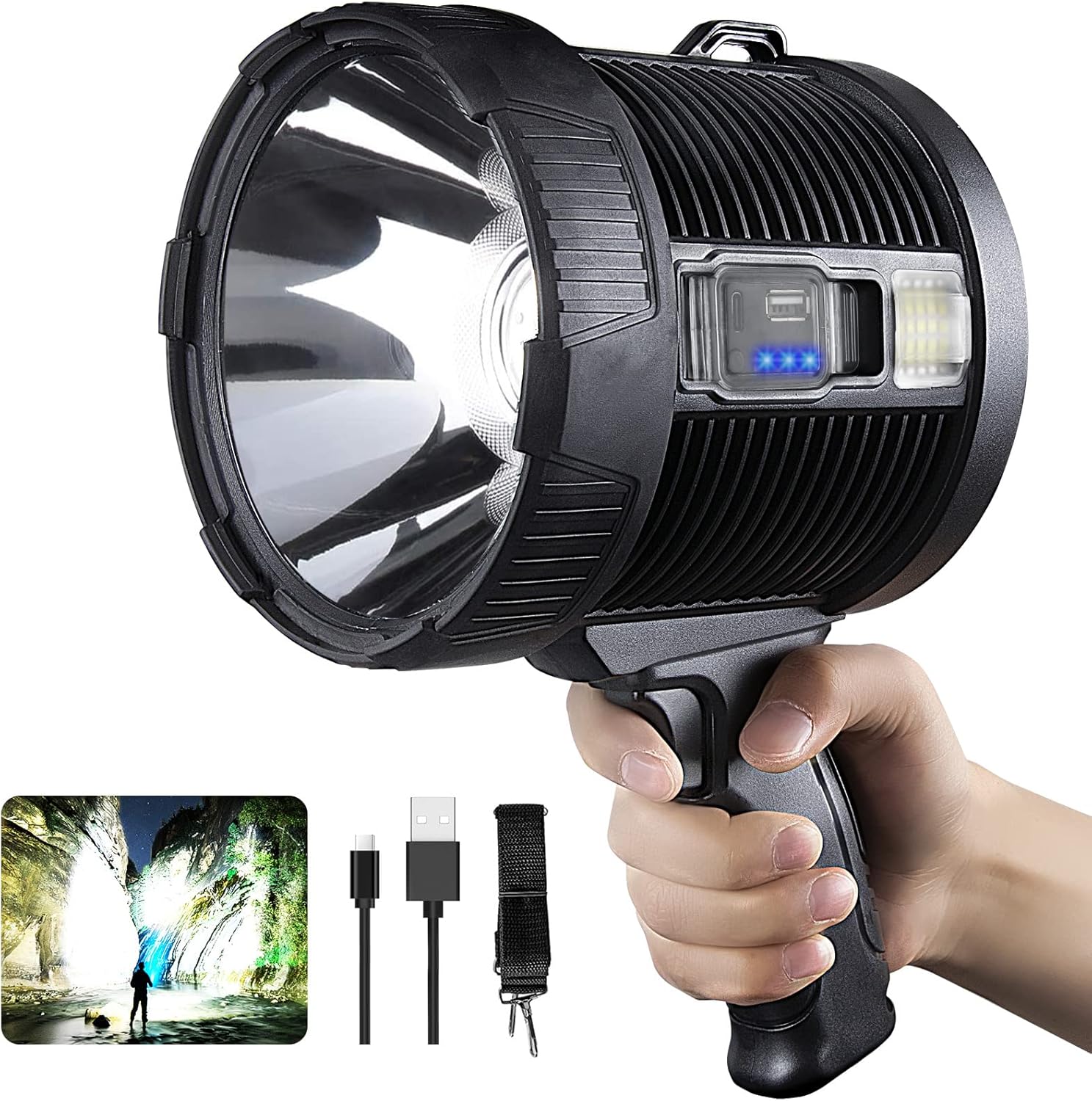 Rechargeable Spotlight Flashlight, Led Spot Lights Outdoor Handheld ...