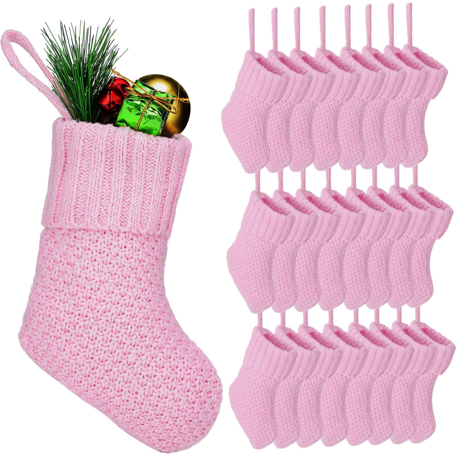Amazon.com: Zubebe 24 Pcs 7 Inch Knit Christmas Stockings Christmas ...