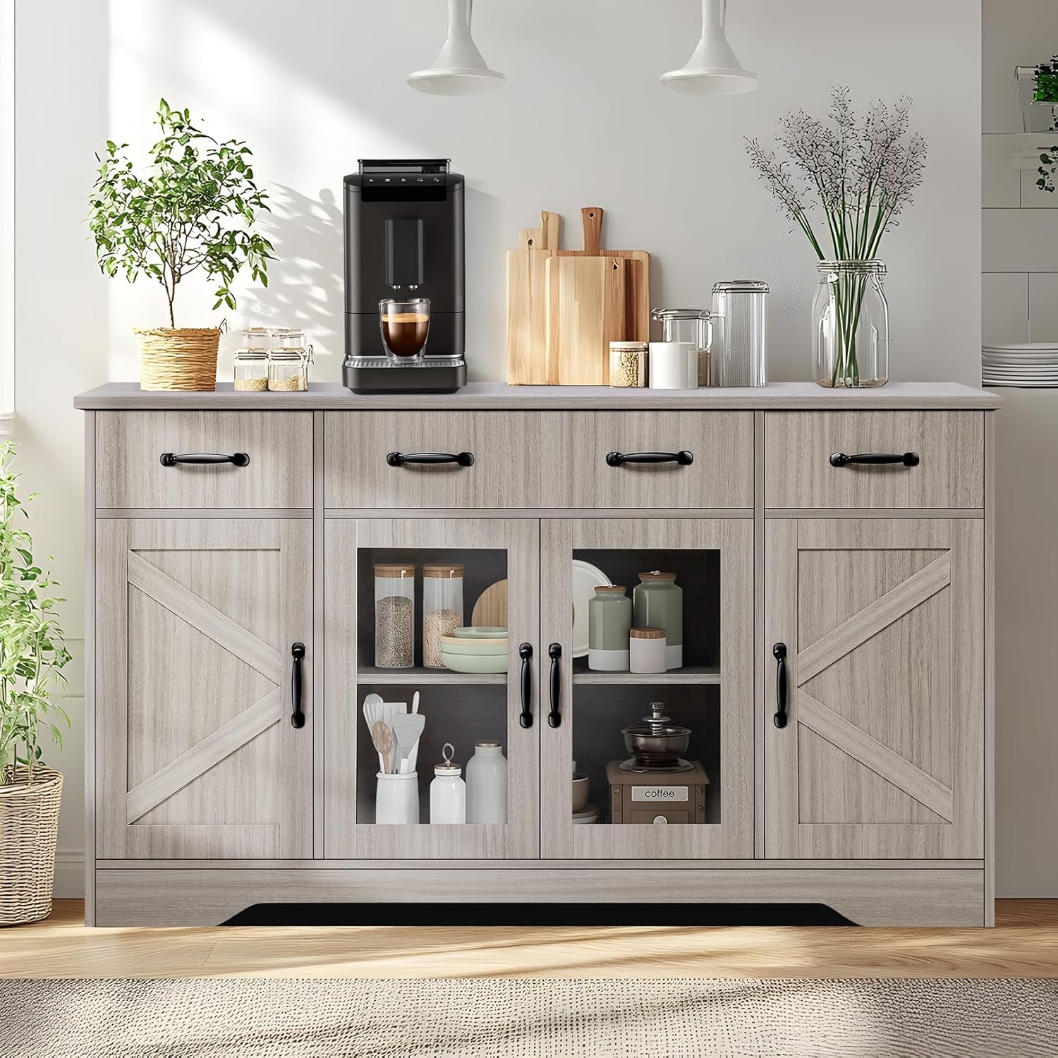 Amazon.com - elifine Sideboard Buffet Cabinet with Storage, 55" Large ...