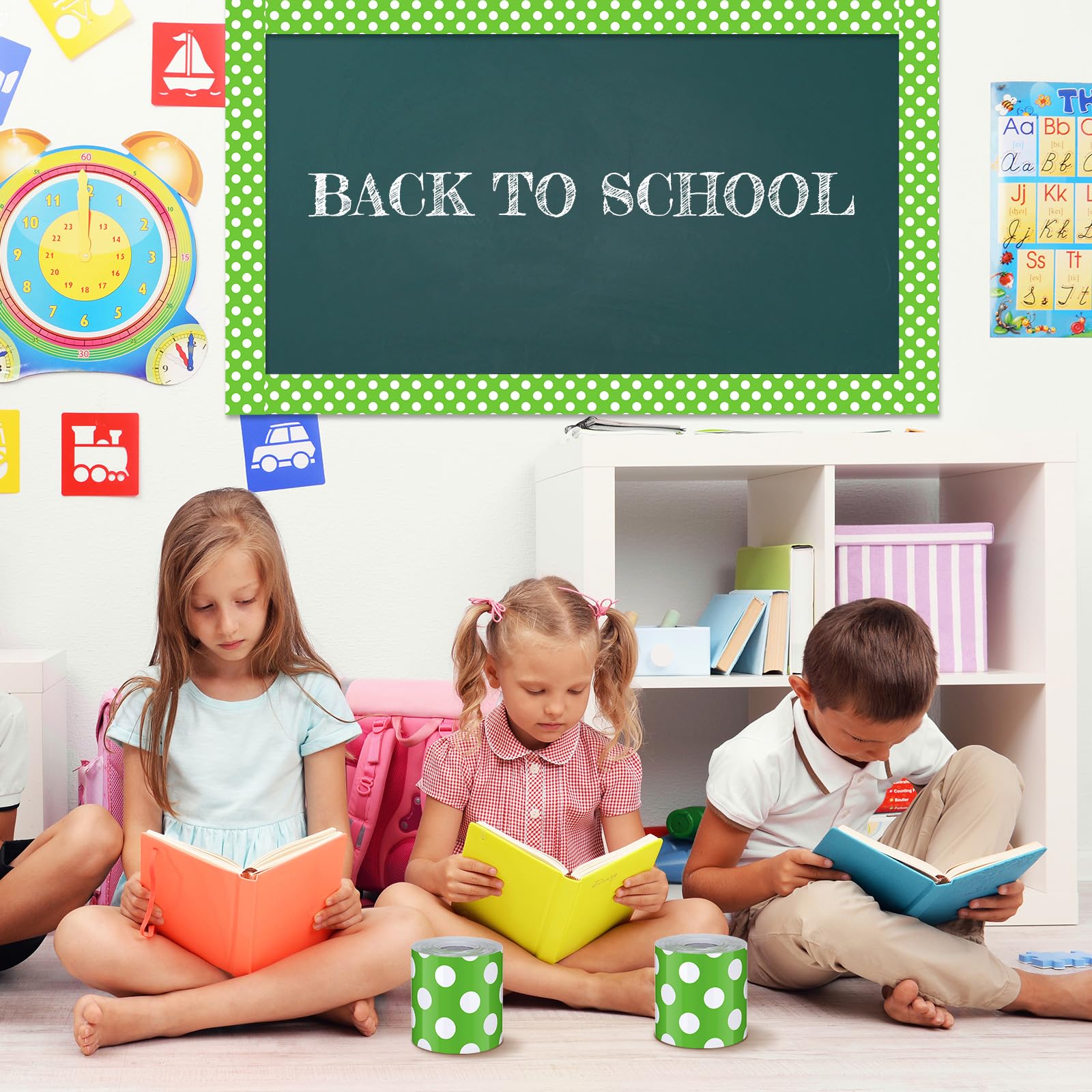 Snapklik.com : 65 Feet Lime Green Polka Dot Bulletin Board Borders ...