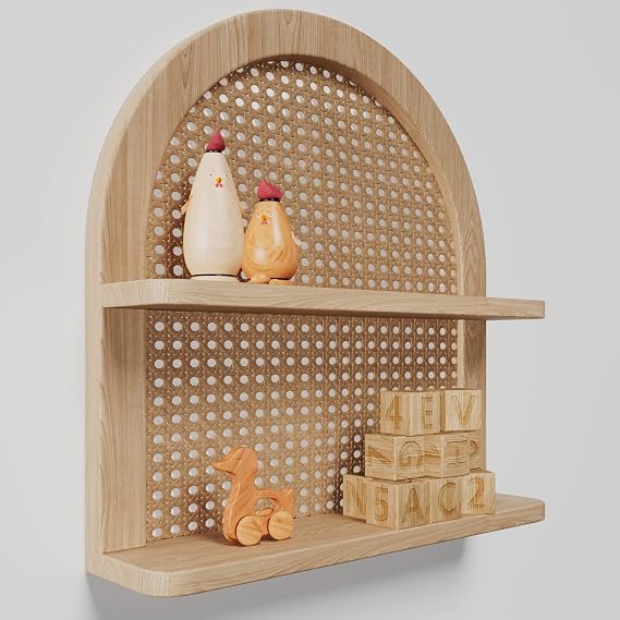 Amazon.com: 2 Tier Fan-shaped Rattan Wall Shelf, Nursery Shelf for Wall ...