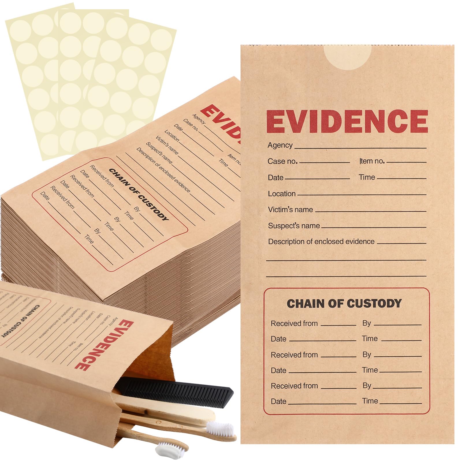 Amazon.com: Affrolling 50 Pack Paper Evidence Bags 9.45 x 5.12 x 3.15 ...