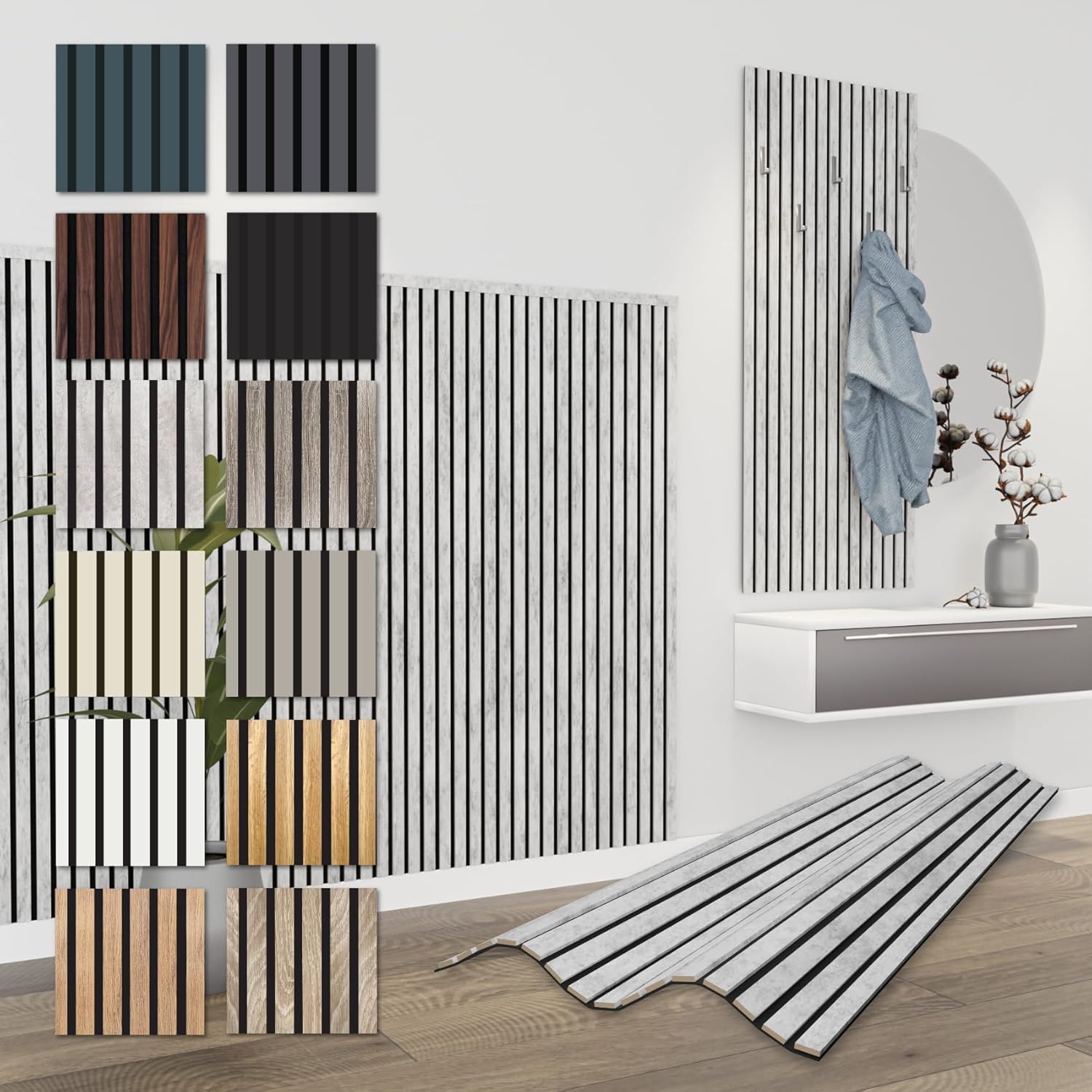 HEXIM Akustikpaneele 138,5x60cm - flexible Lamellenwand Holz MDF ...