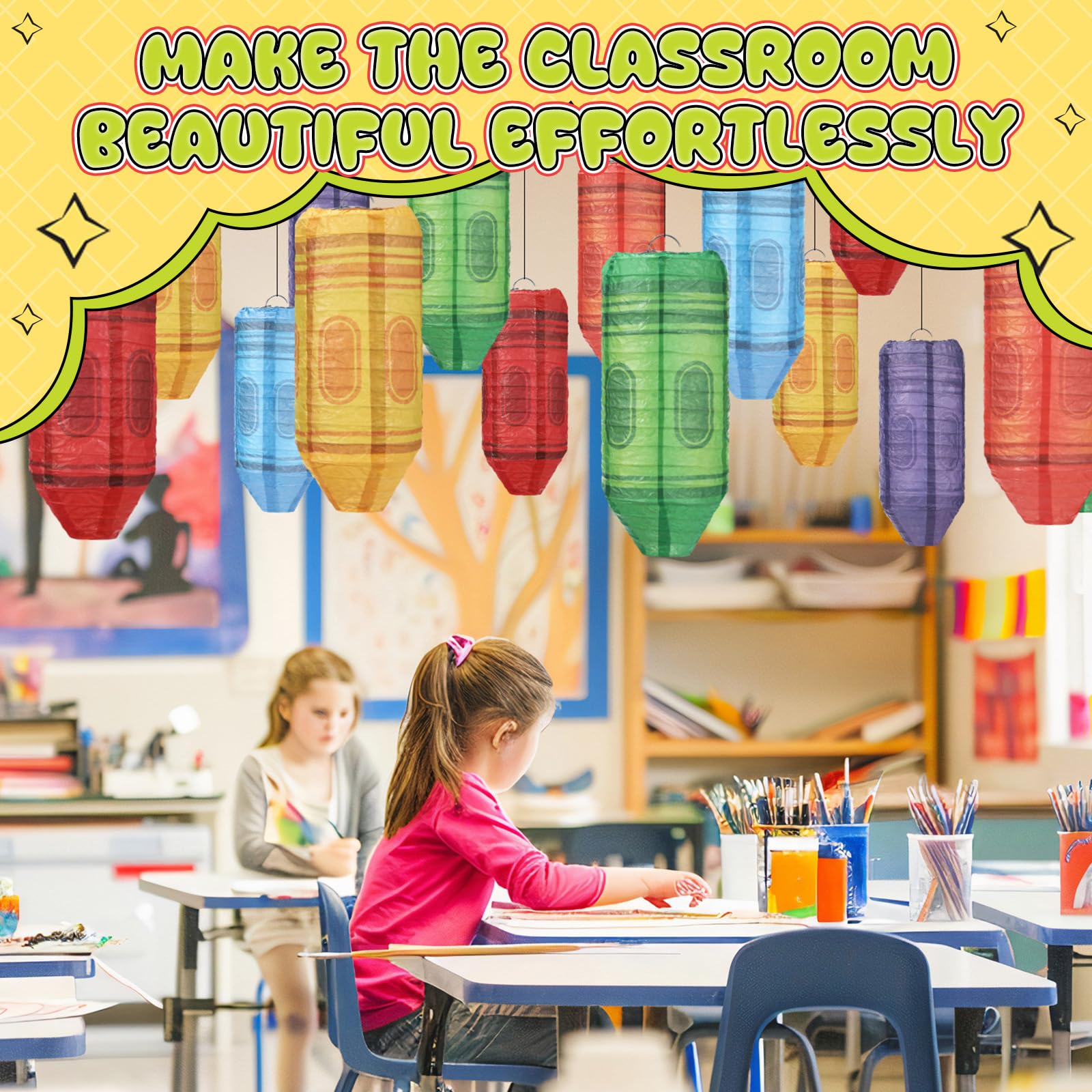 Snapklik.com : 18 Pcs Crayon Hanging Paper Lanterns Party Decorations ...