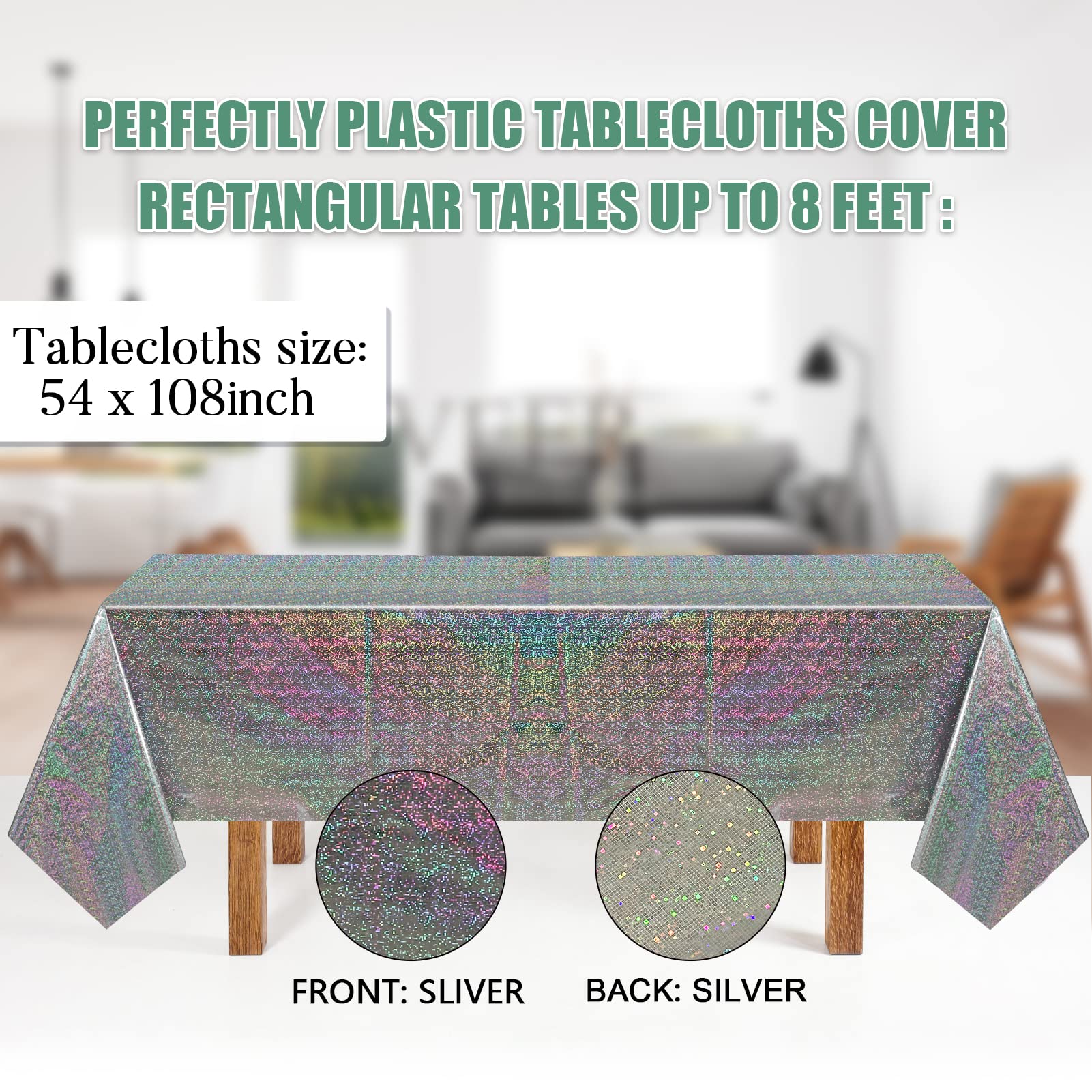 Snapklik.com : 3 Pack Iridescent Tablecloth, 54" X 108" Birthday Party ...