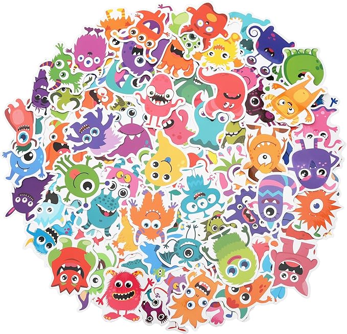 Amazon.com: 100 Pack Monster Stickers, Monster Party Favors, Birthday ...