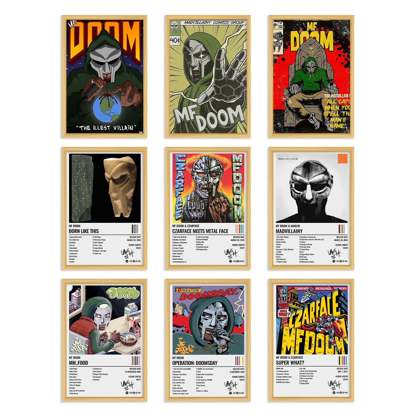 9 PCS MF-DOOM Poster, Frameless Music Album Covers Posters Wall Art ...