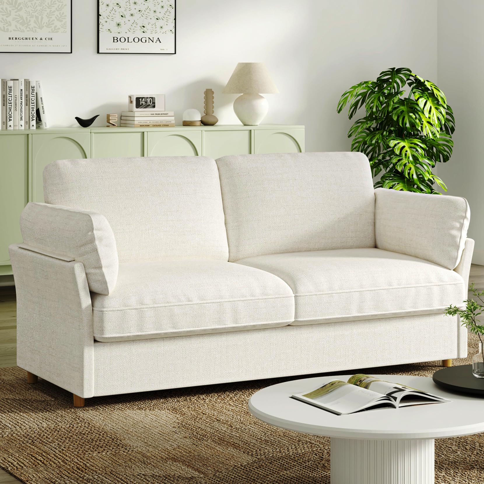 Amazon.com: Vesgantti Loveseat Sofa, 70 inch Beige Couch, Modern Comfy ...