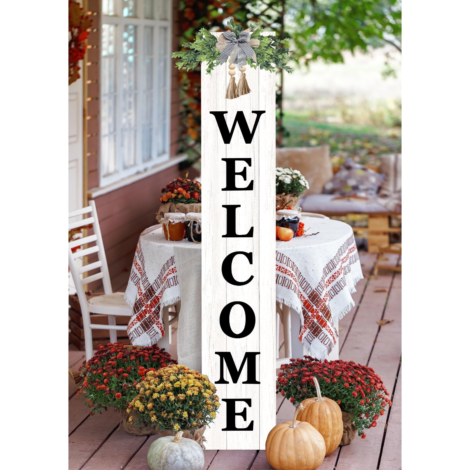 Amazon.com : Outdoor Welcome Sign for Front Door Standing 47"X8" Large ...