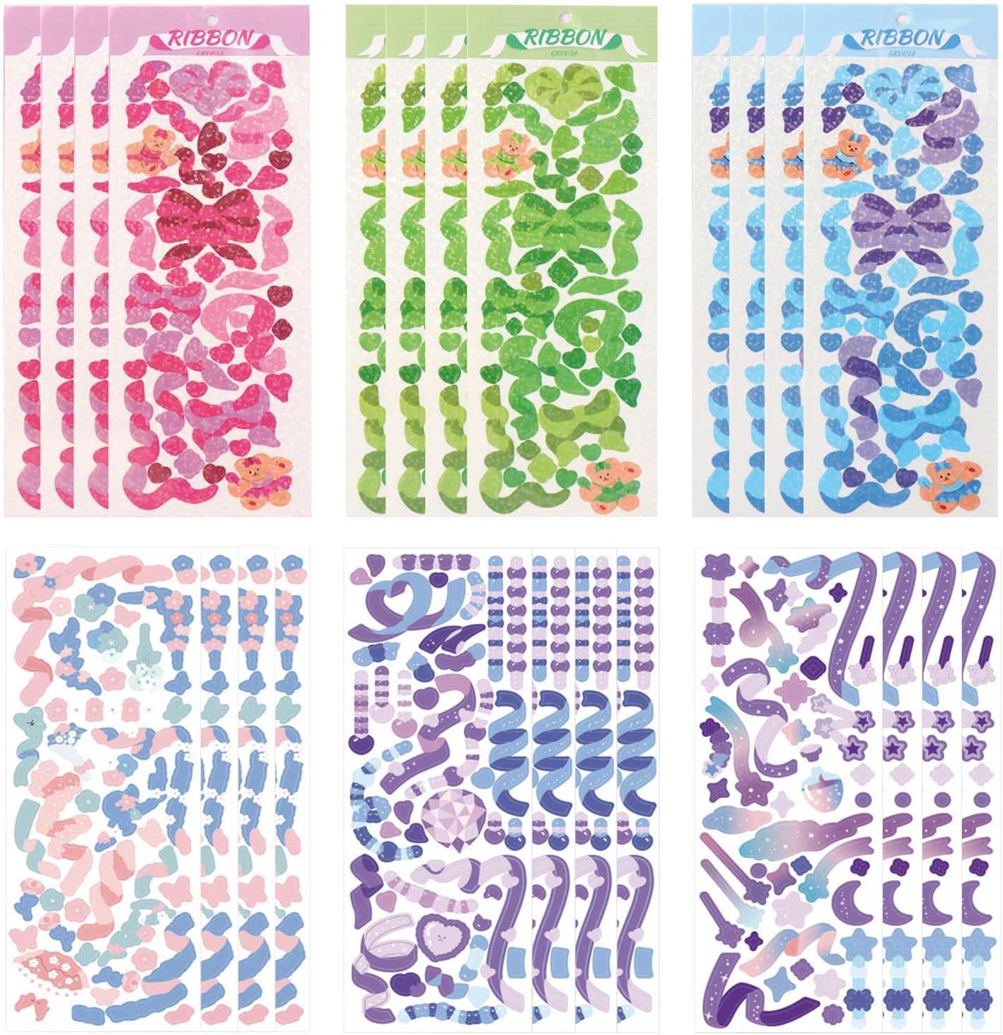 Amazon.com: 12 Sheets Holographic Kpop Deco Stickers for Photocards ...