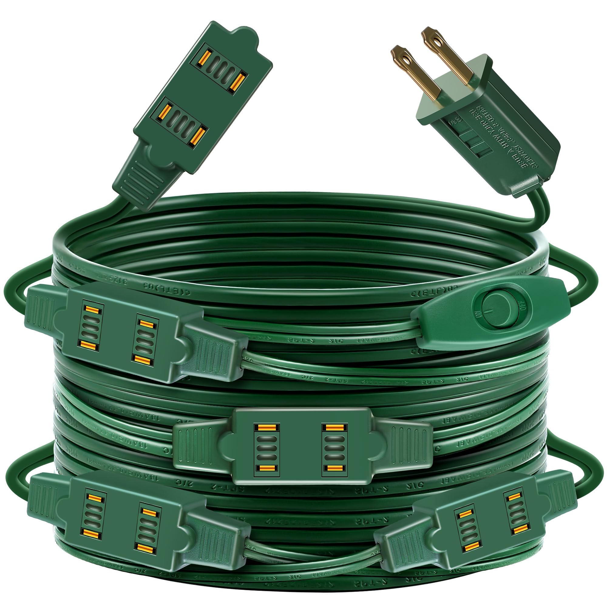 Enhon 23 Ft 15 Outlet Green Christmas Tree Extension Cord with Outlet ...