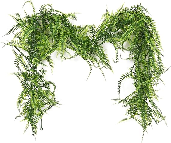 RECUTMS 2 Pcs Artificial Hanging Boston Ferns Garlands 6 FT Fake Fern ...