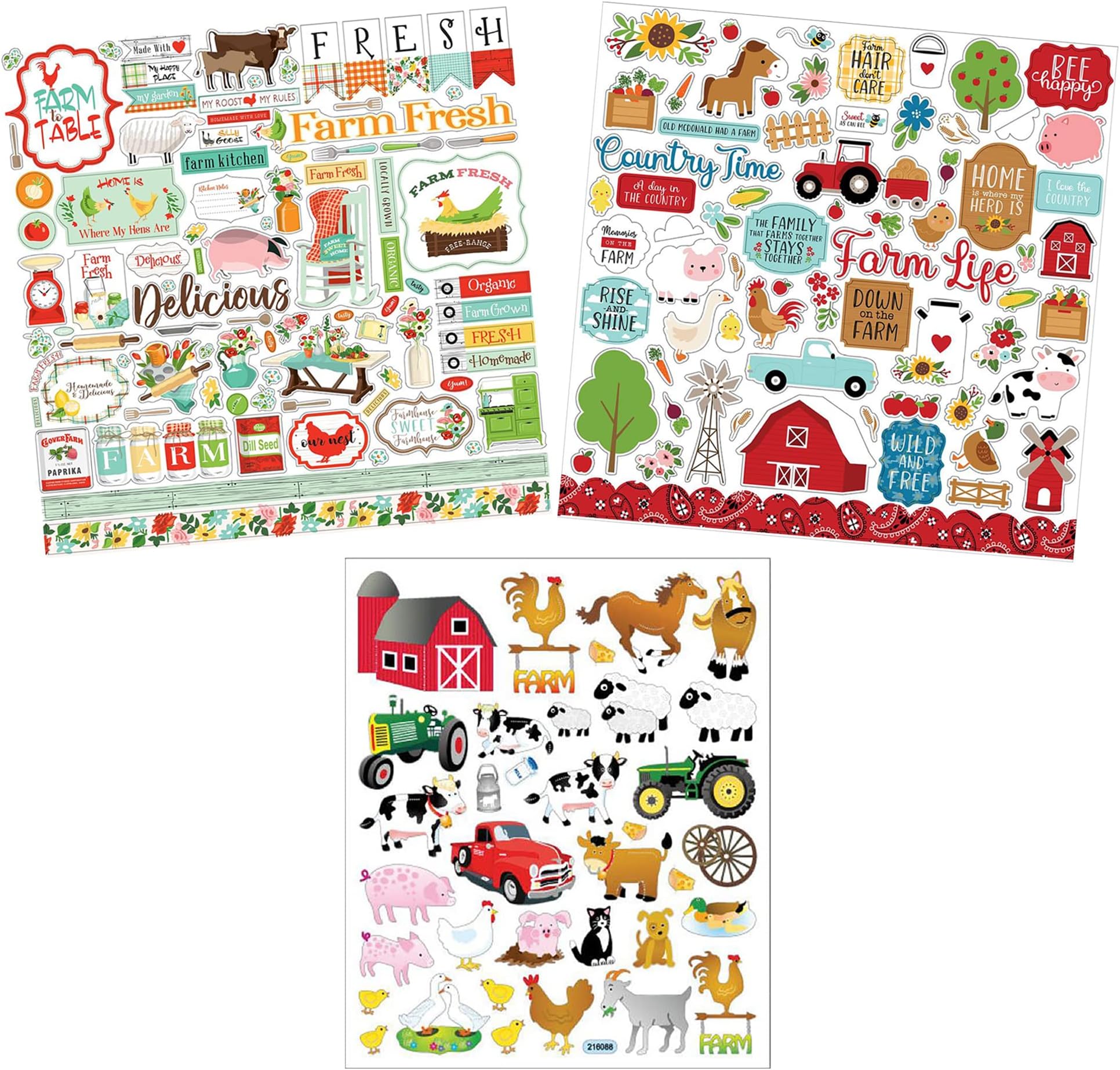 Amazon.com: Paper House Down on The Farm Cardstock Scrapbook Stickers ...