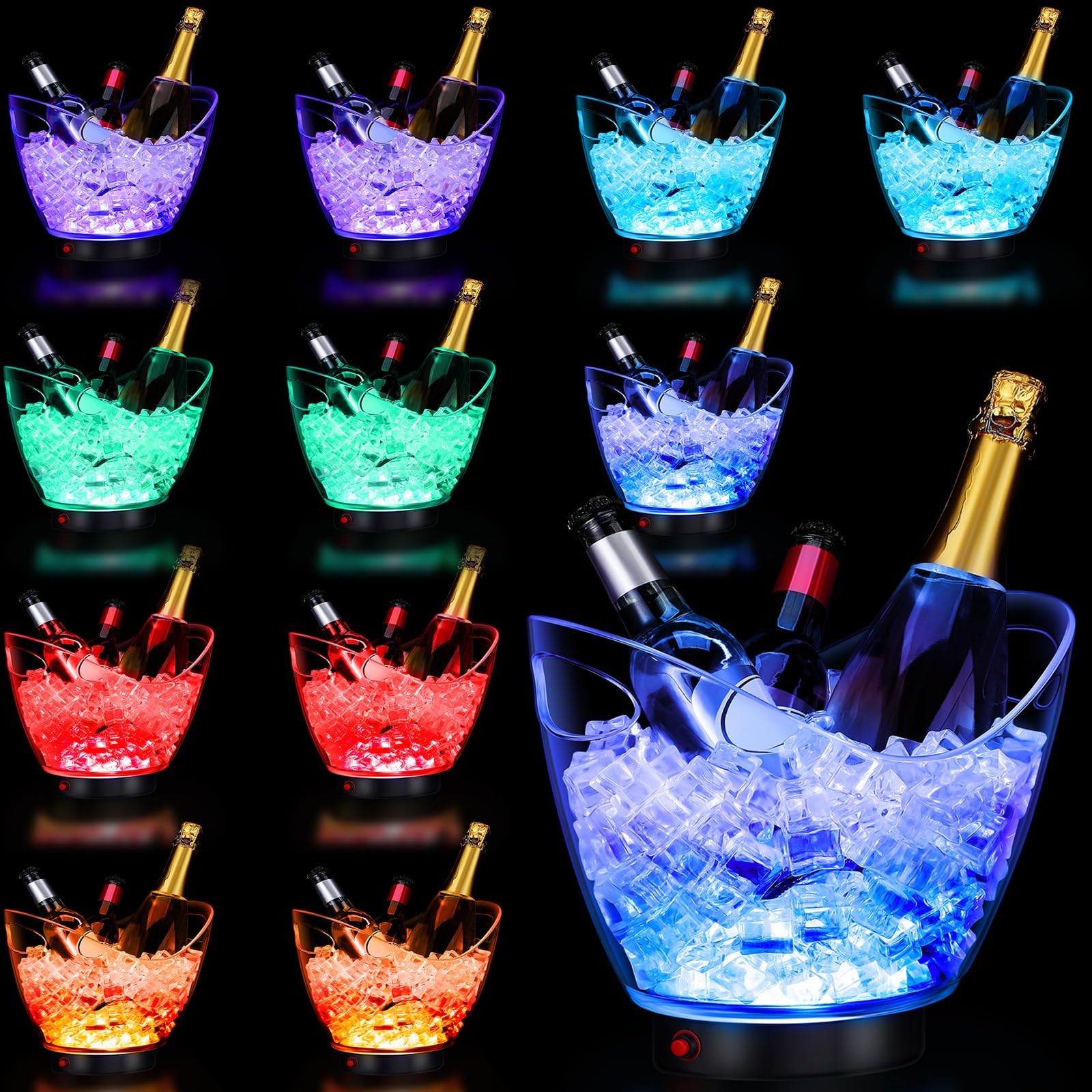 Snapklik.com : Umigy 12 Pcs 5L LED Ice Buckets Clear Plastic Ice Bucket ...
