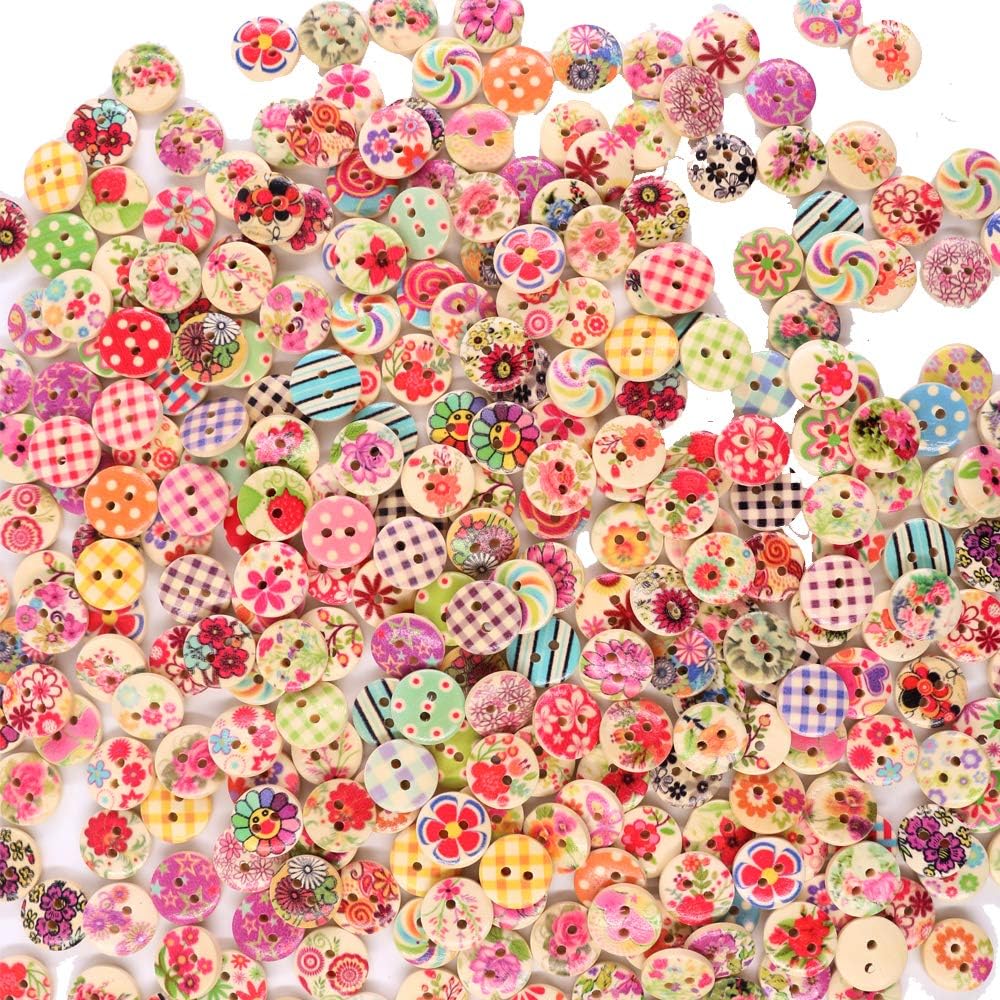 Amazon.com: DECORA 200pcs Assorted Design Wooden Buttons for Crafts ...