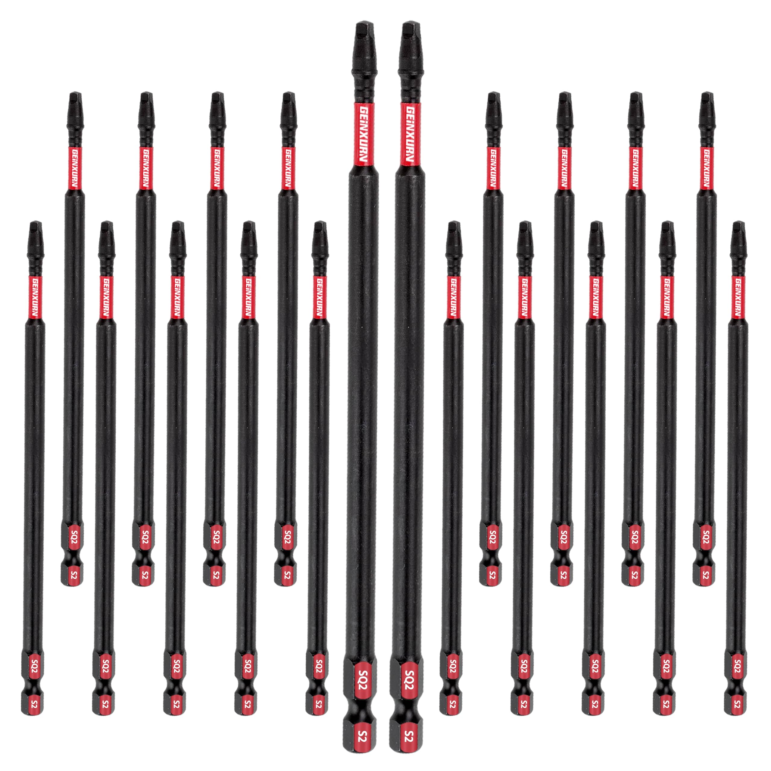 GEINXURN Impact Tough #2 Square 6 in. Power Driver Bits,20Pack SQ2 ...