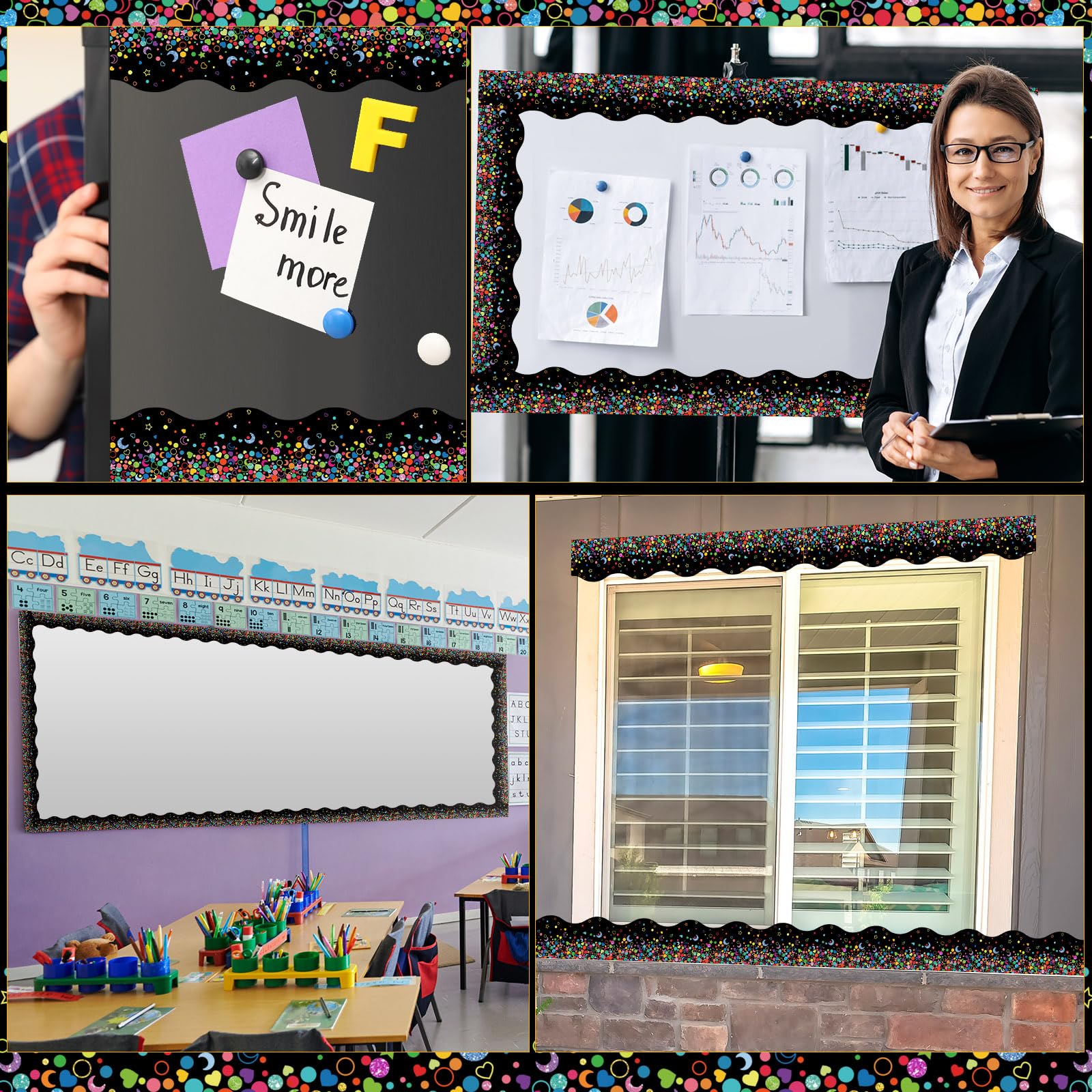 Snapklik.com : 24 Pcs Confetti Magnetic Borders For Bulletin Board ...