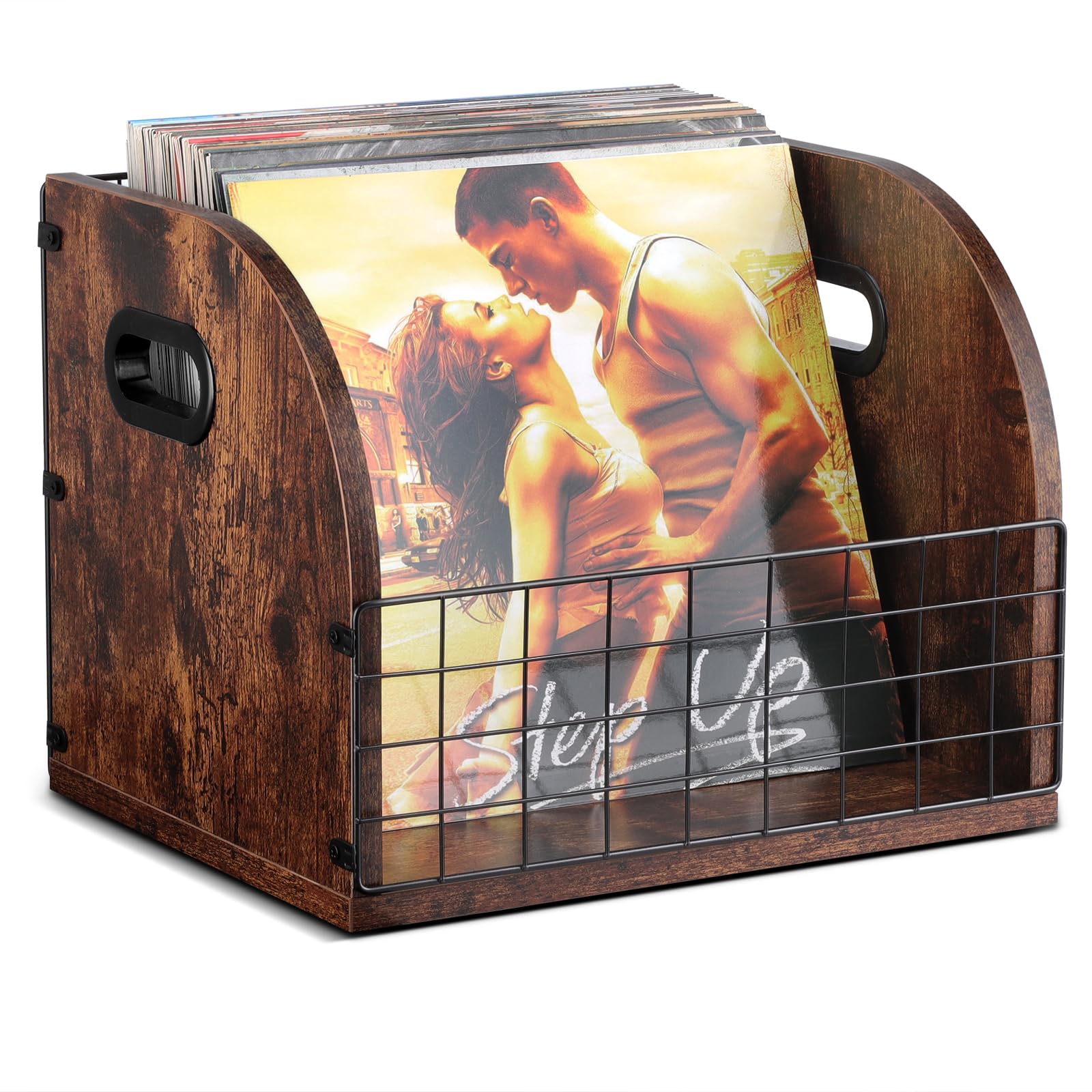 Amazon.com : Vensp Vinyl Record Storage, Wooden and Metal Vinyl Record ...