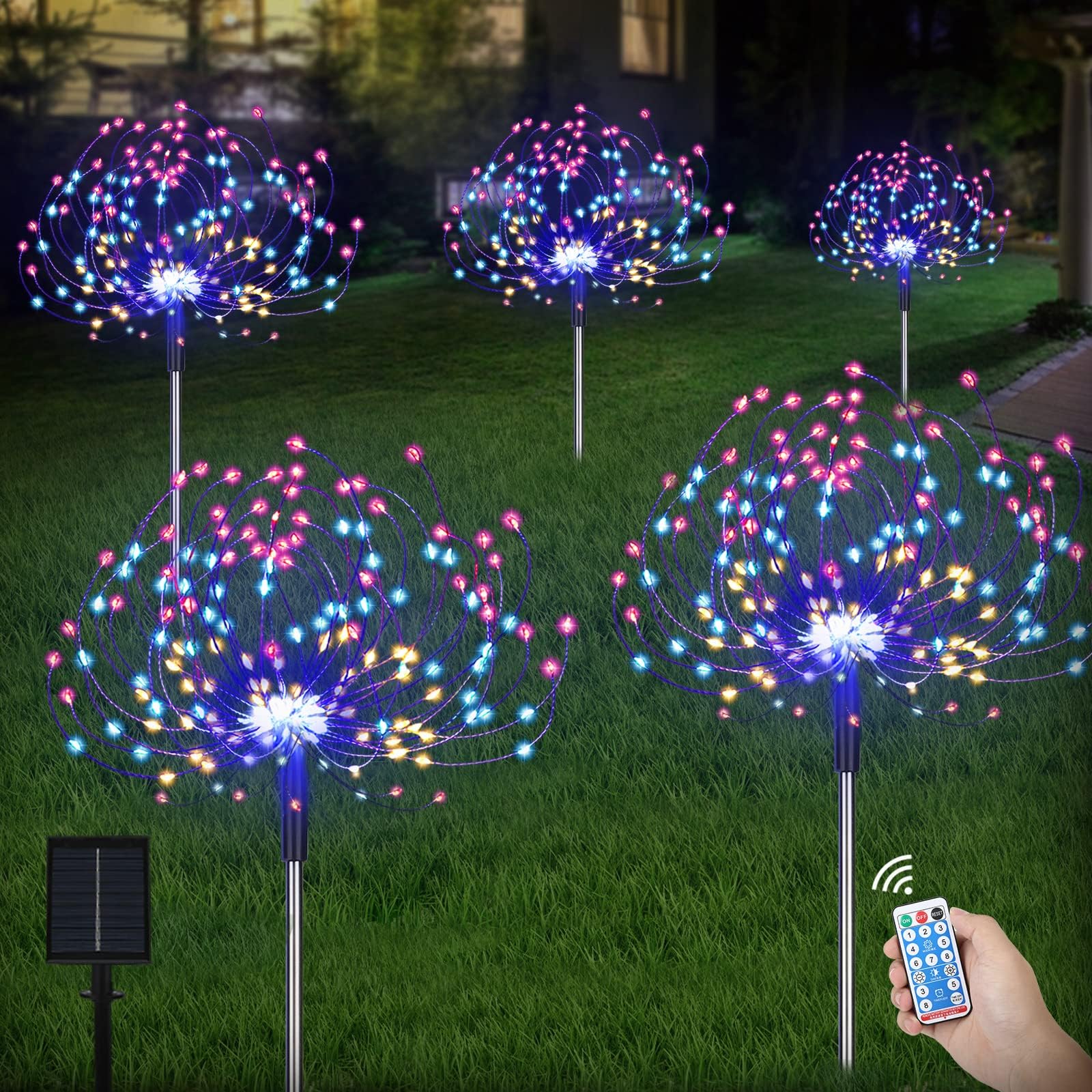 4 Pack 120 LED Firework Lights and 4 Pack Solar Spot Lights - Amazon.com
