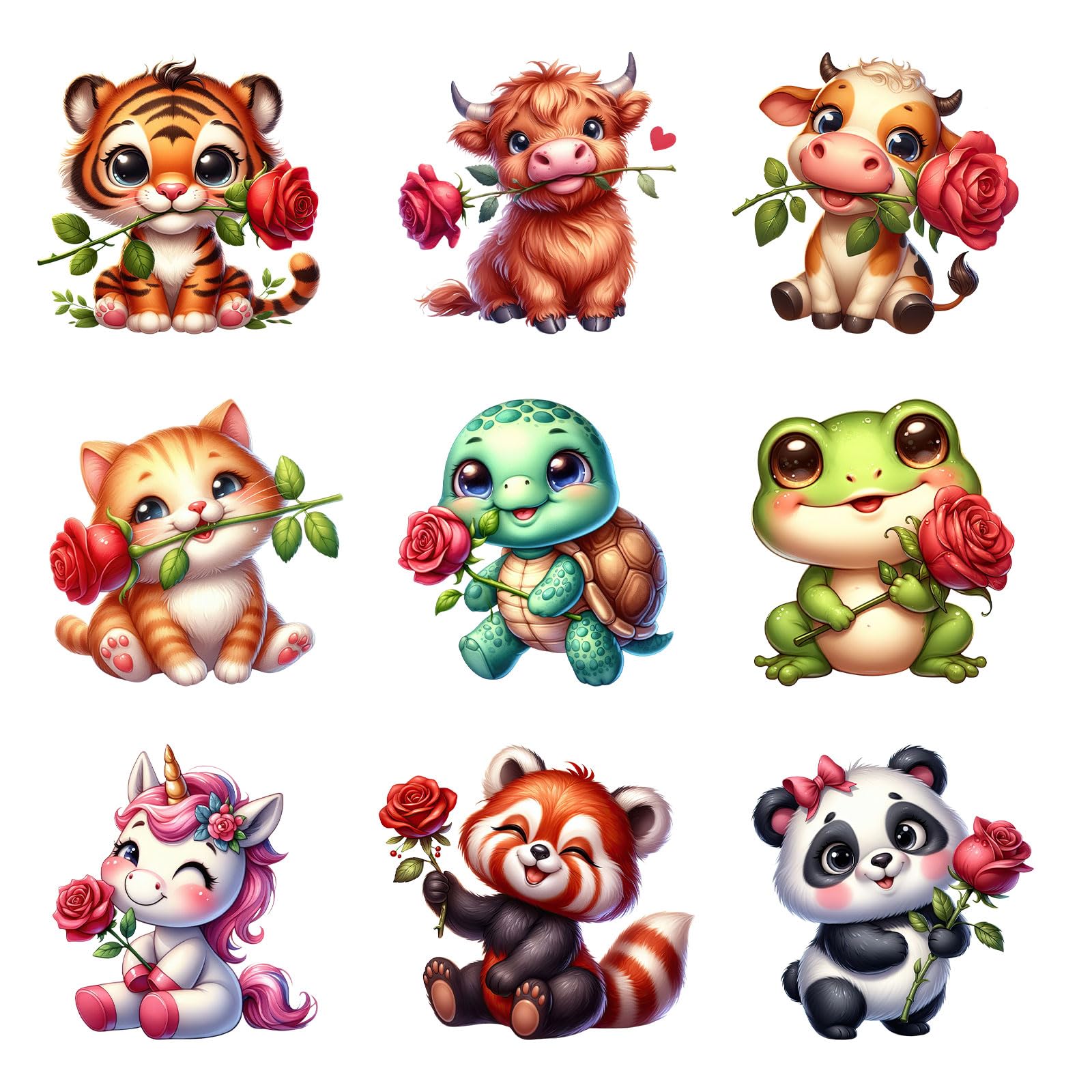 Amazon.com: 9pcs Rose Flower Animals Iron on Transfers Heat Transfer ...