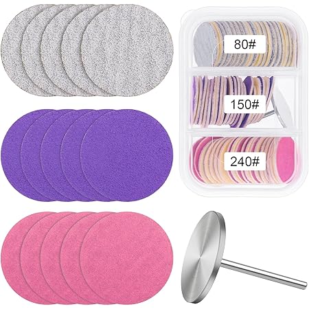 Amazon.com : Difenni Sanding Paper Discs with Metal Nail Drill Bit Foot ...