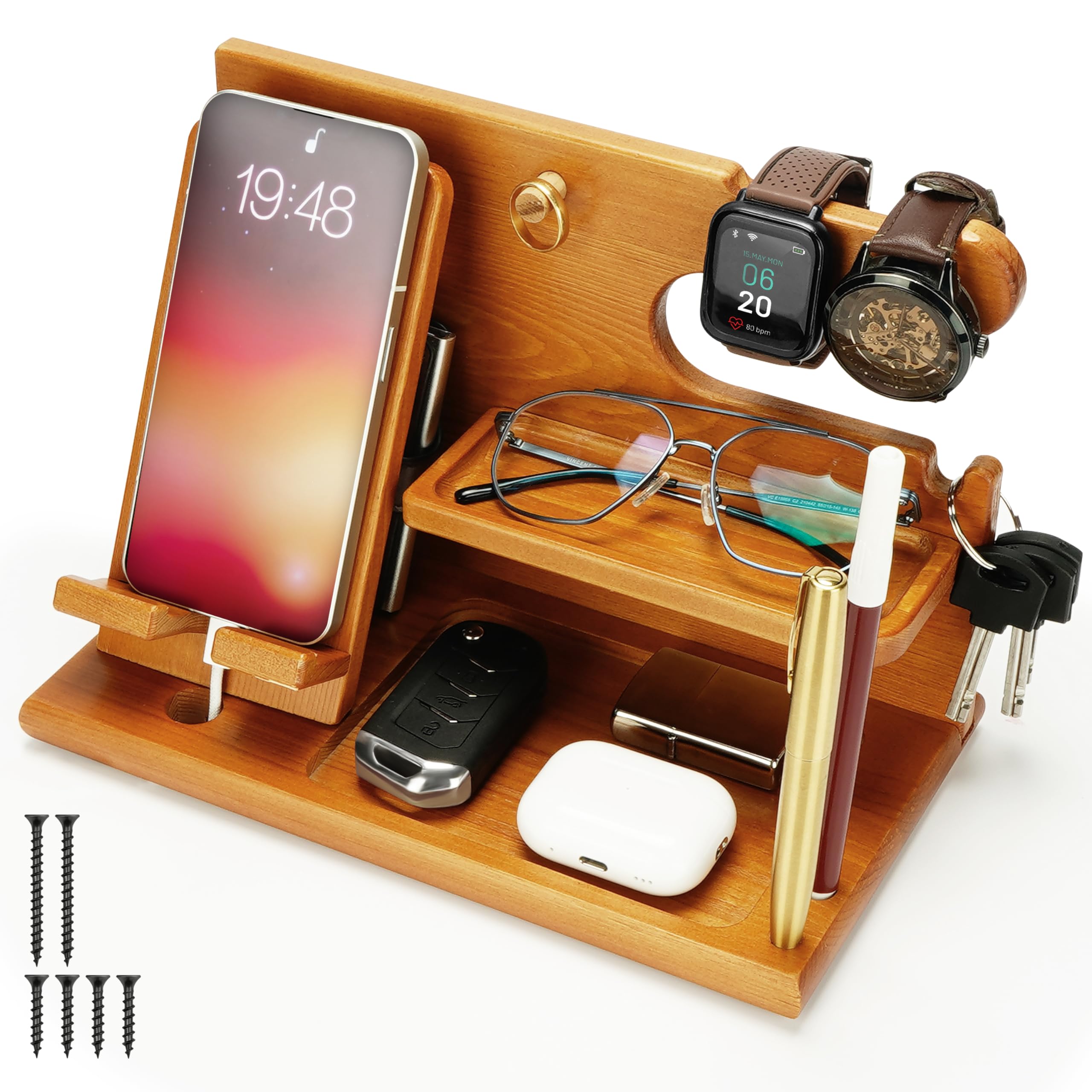 Belle Vous Light Brown Wooden Phone Docking Station - Nightstand ...