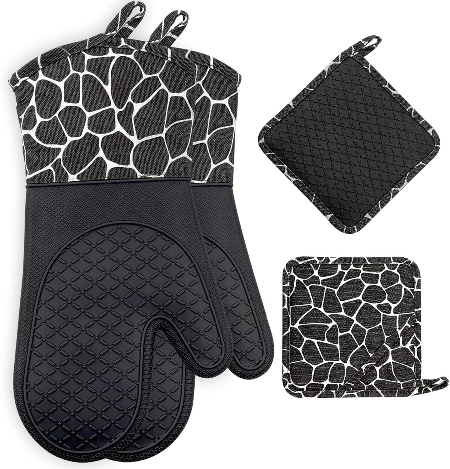Gesentur Oven Gloves, Heat Resistant Silicone Oven Gloves, Non-Slip ...