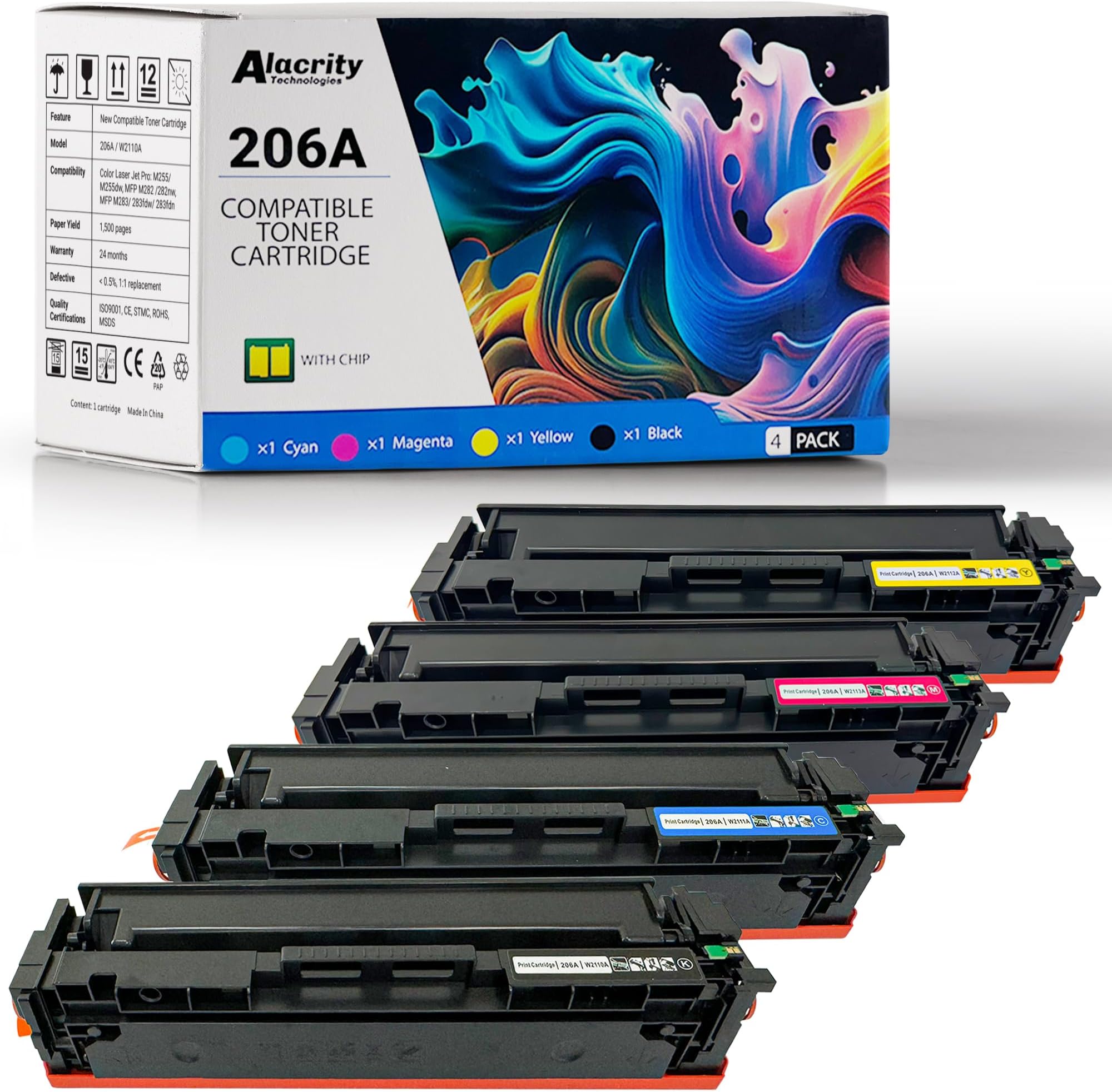 Amazon.com: 206a Toner cartridges 4 Pack - Replacement for HP 206A ...