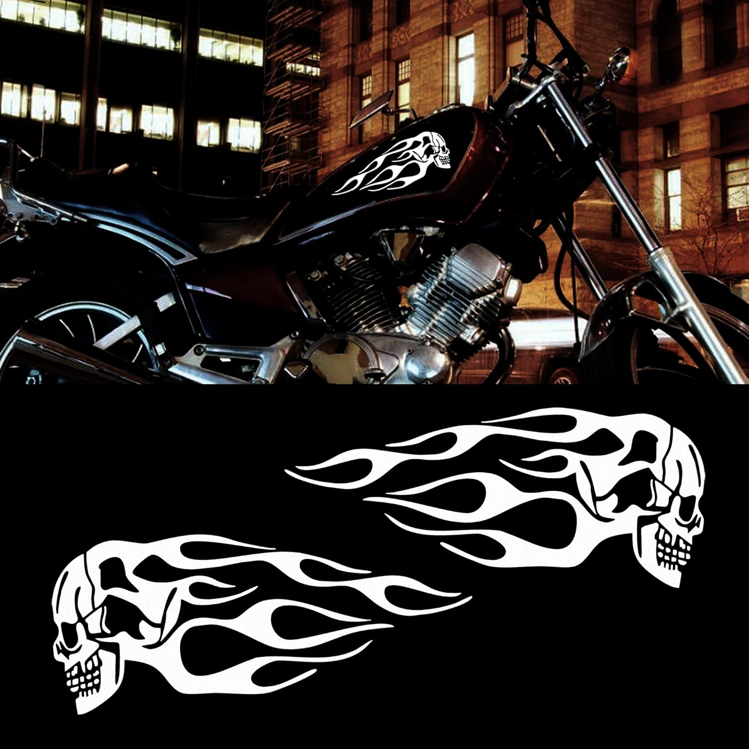 Amazon.com - TOMALL 2pcs Skull Flame Reflective Stickers for Car ...