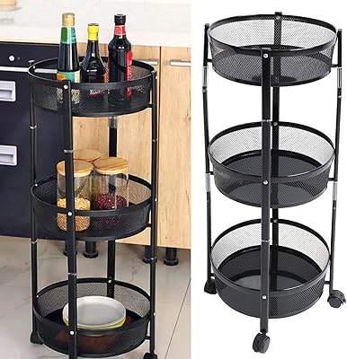 5 Tier Storage Rack Kitchen Rotating Vegetable Serving Trolley Cart ...