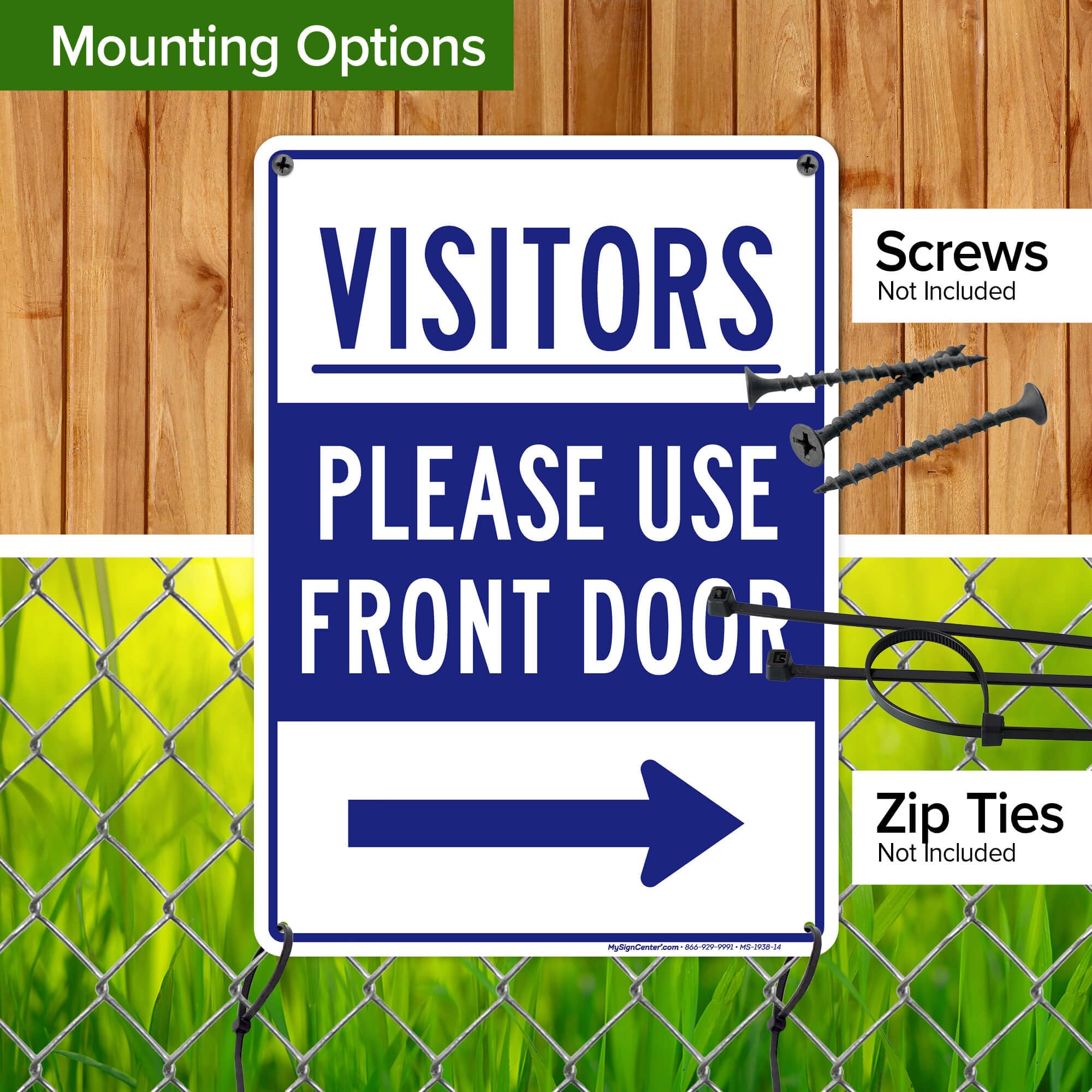 Front Door Signs Visitors Please Use Front Door Sign - 36x48 Inches ...