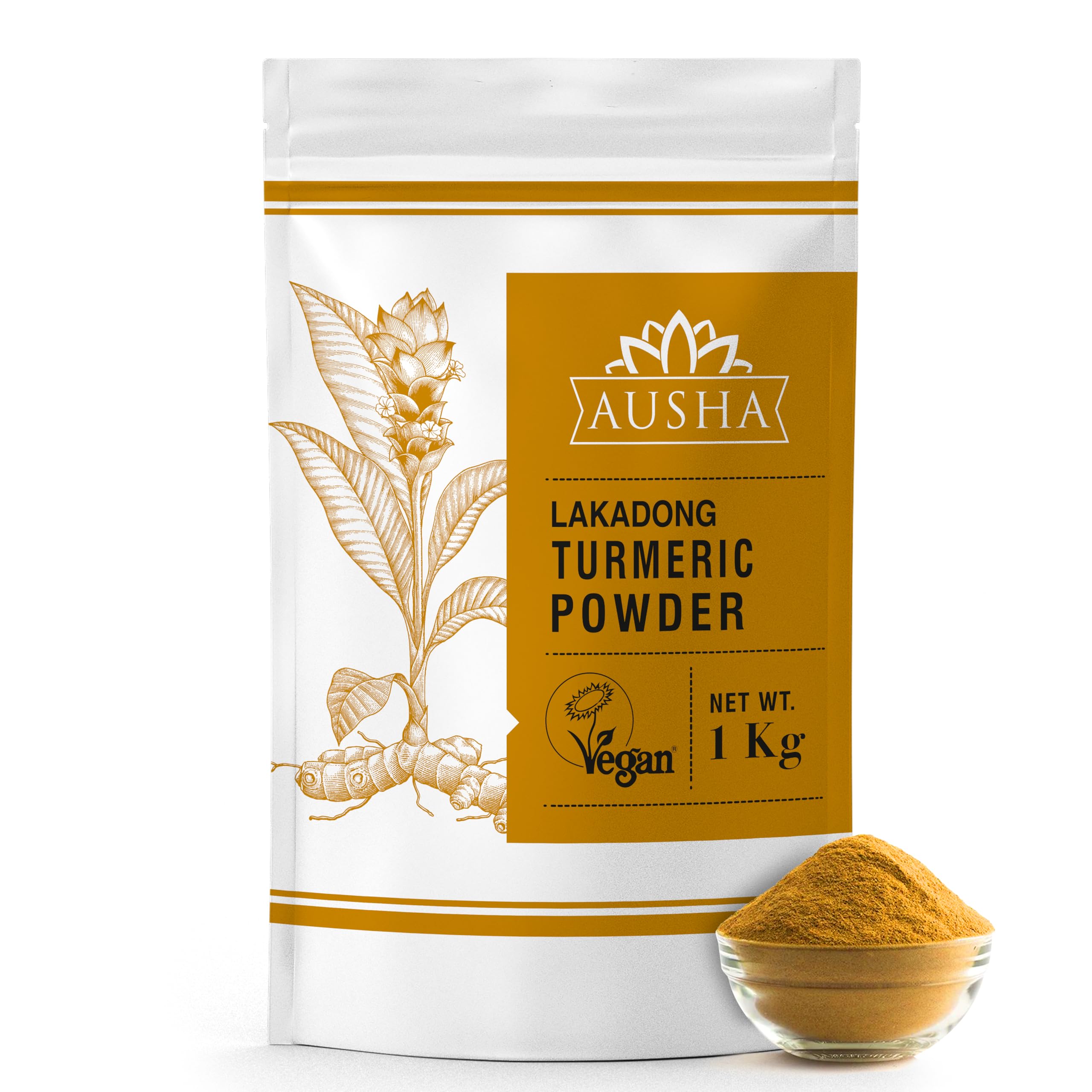Ausha Lakadong Turmeric Powder 1kg - Double Strength Tumeric - High ...