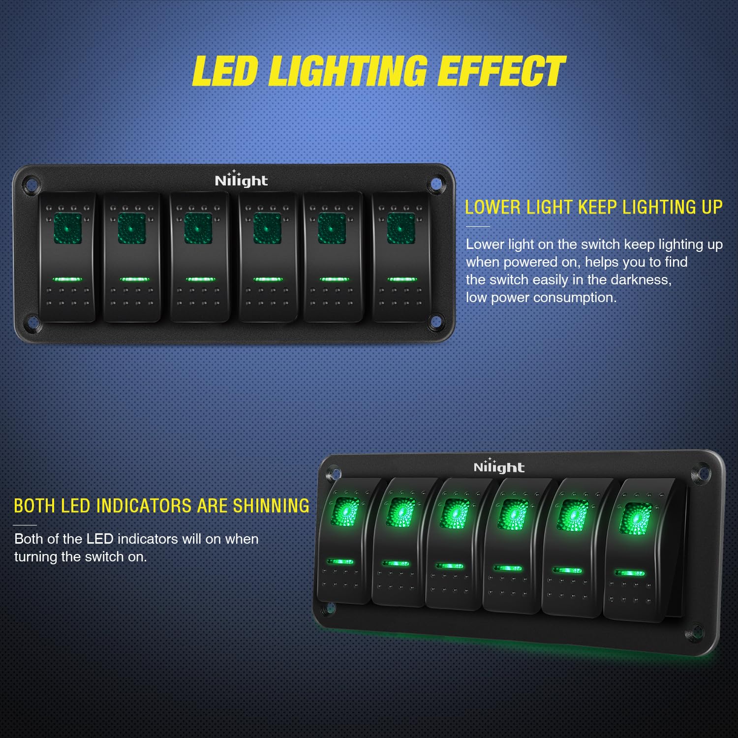 Snapklik.com : 6 Gang Rocker Switch Panel 5Pin On Off Toggle Switch ...