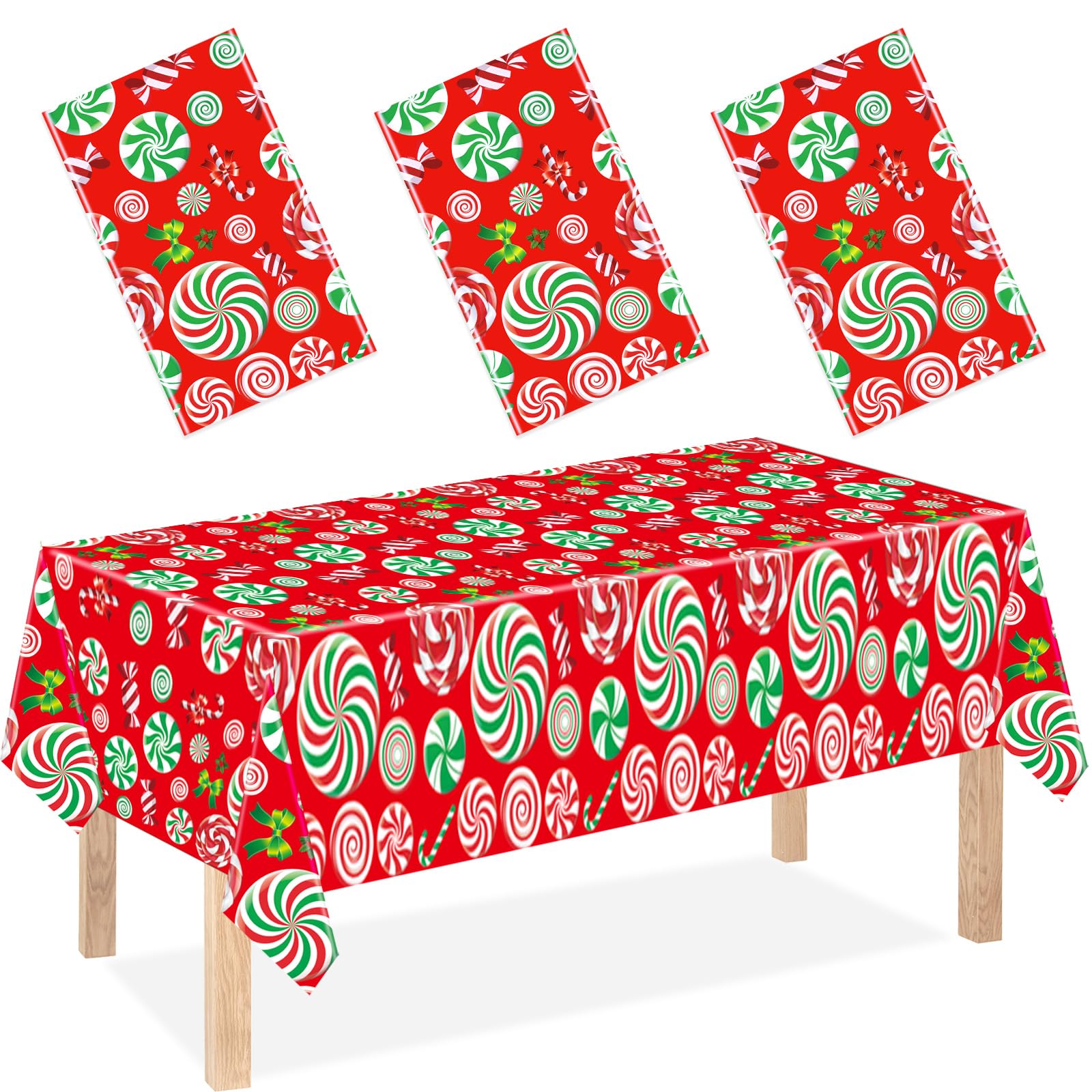 Amazon.com: CUUSNNY 3 Pack Christmas Tablecloth Disposable,Plastic ...